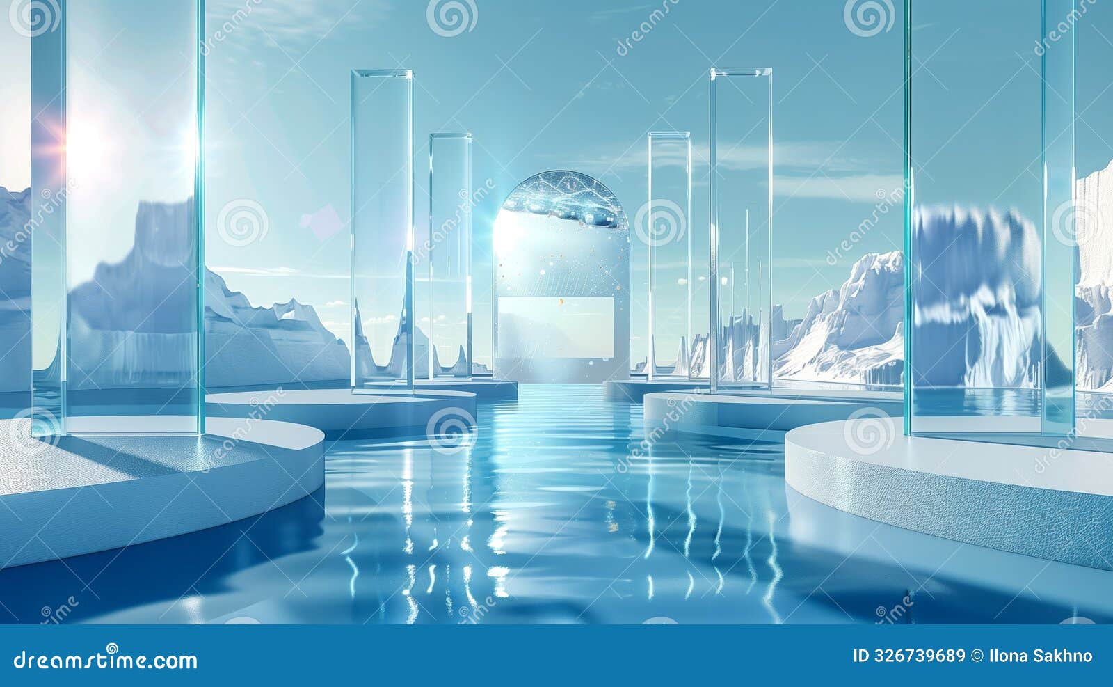 Sci-Fi Gateway in Frozen World Stock Illustration - Illustration of ...
