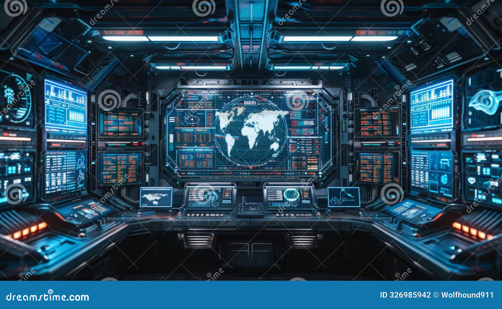 Sci Fi Grunge Modern Clean Background Featuring a Futuristic Command ...