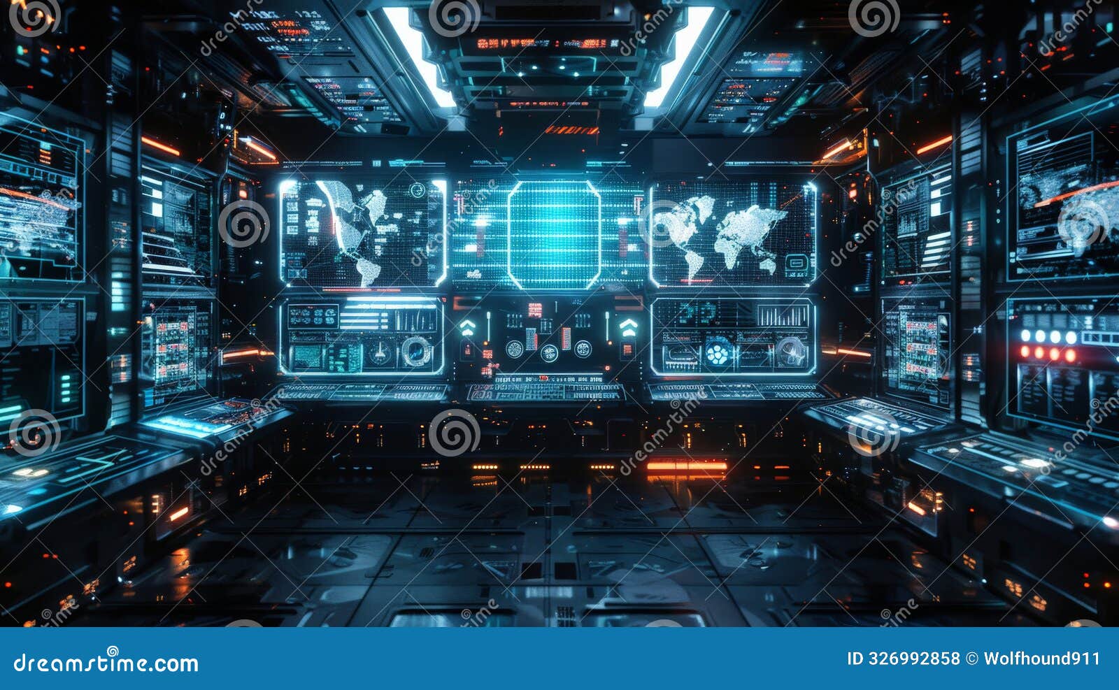 Sci Fi Grunge Modern Clean Background Featuring a Futuristic Command ...