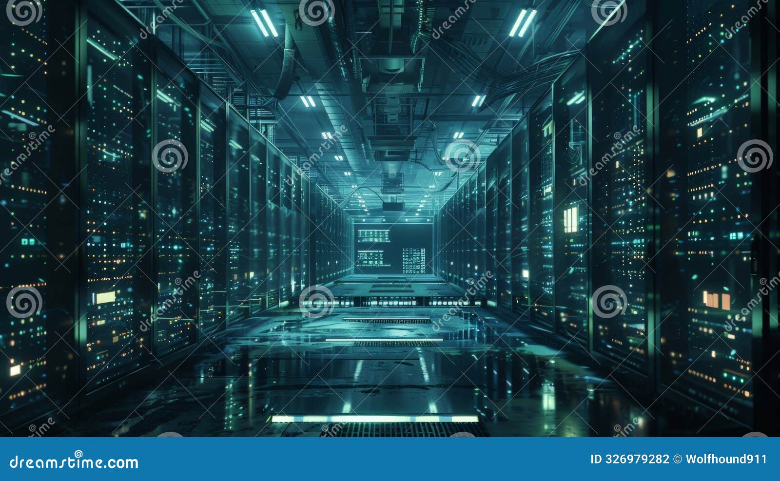 Sci Fi Grunge Modern Clean Background of a High-tech Data Center, with ...