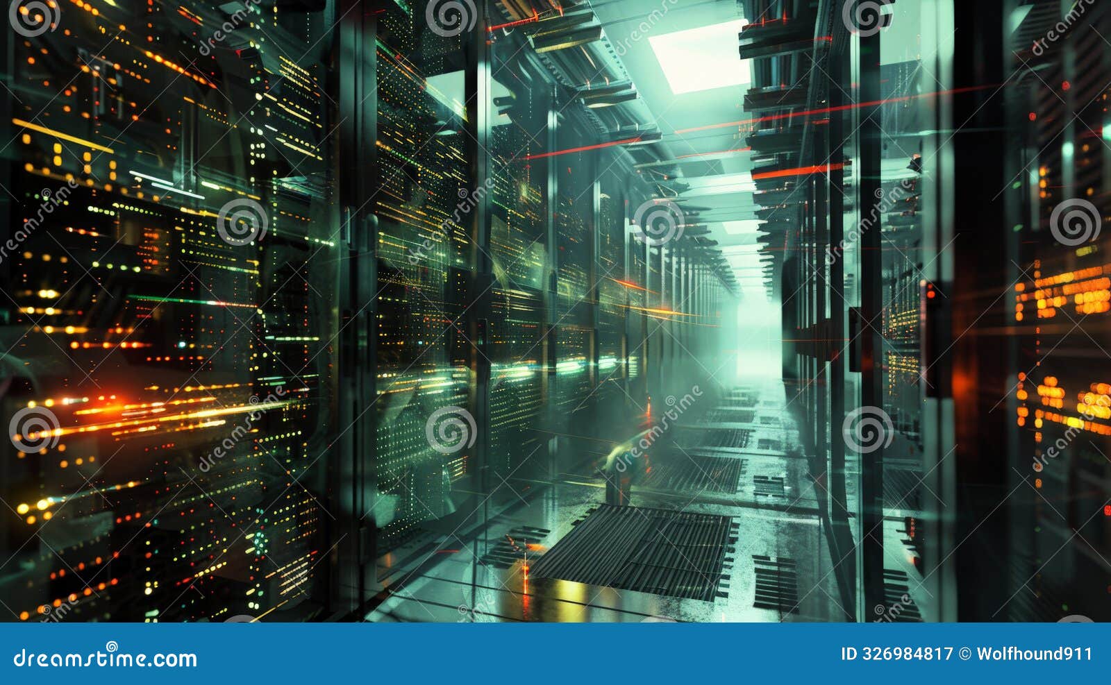 Sci Fi Grunge Modern Clean Background of a High-tech Data Center, with ...
