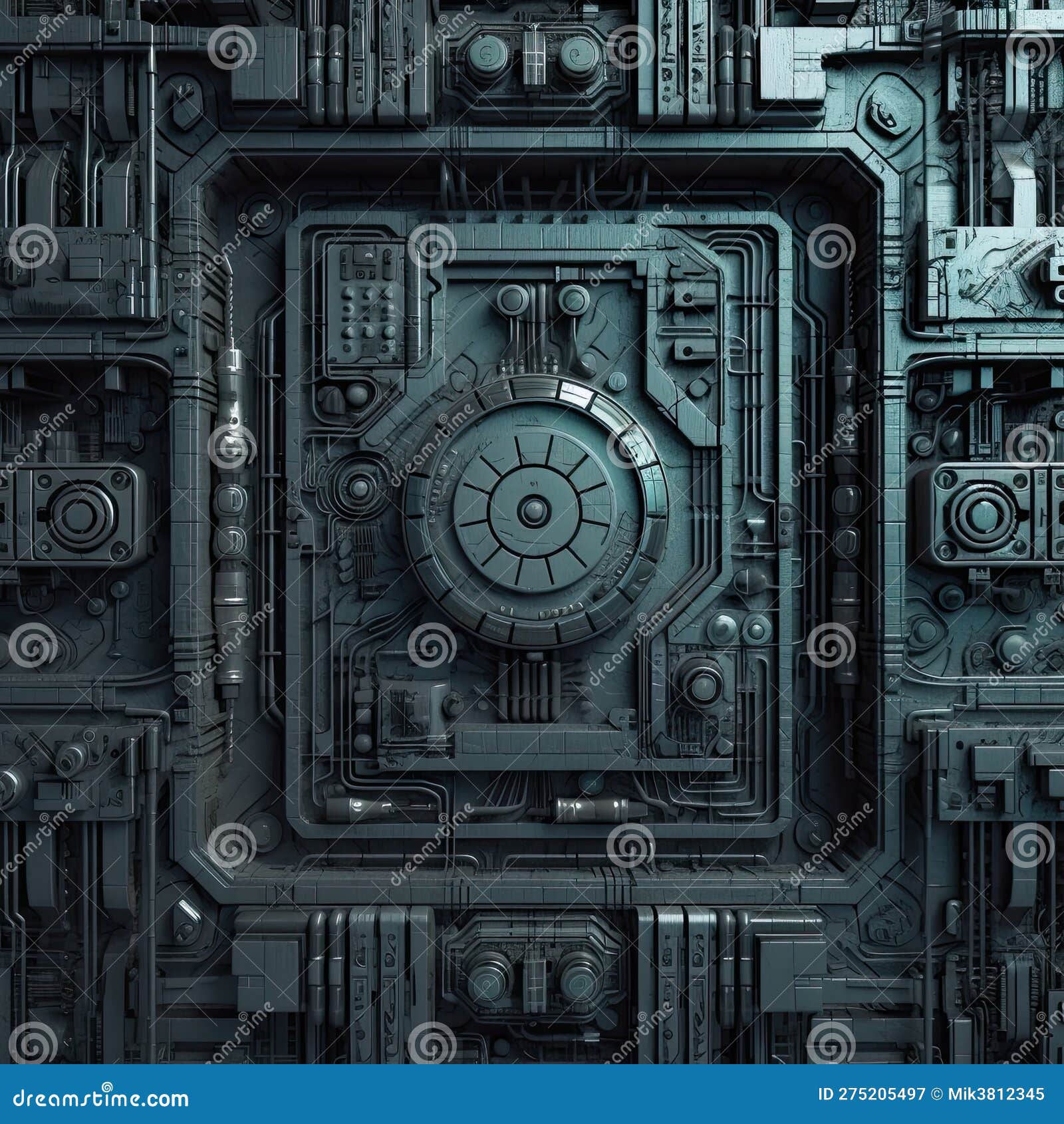 Sci-fi heavy door. stock illustration. Illustration of science - 275205497