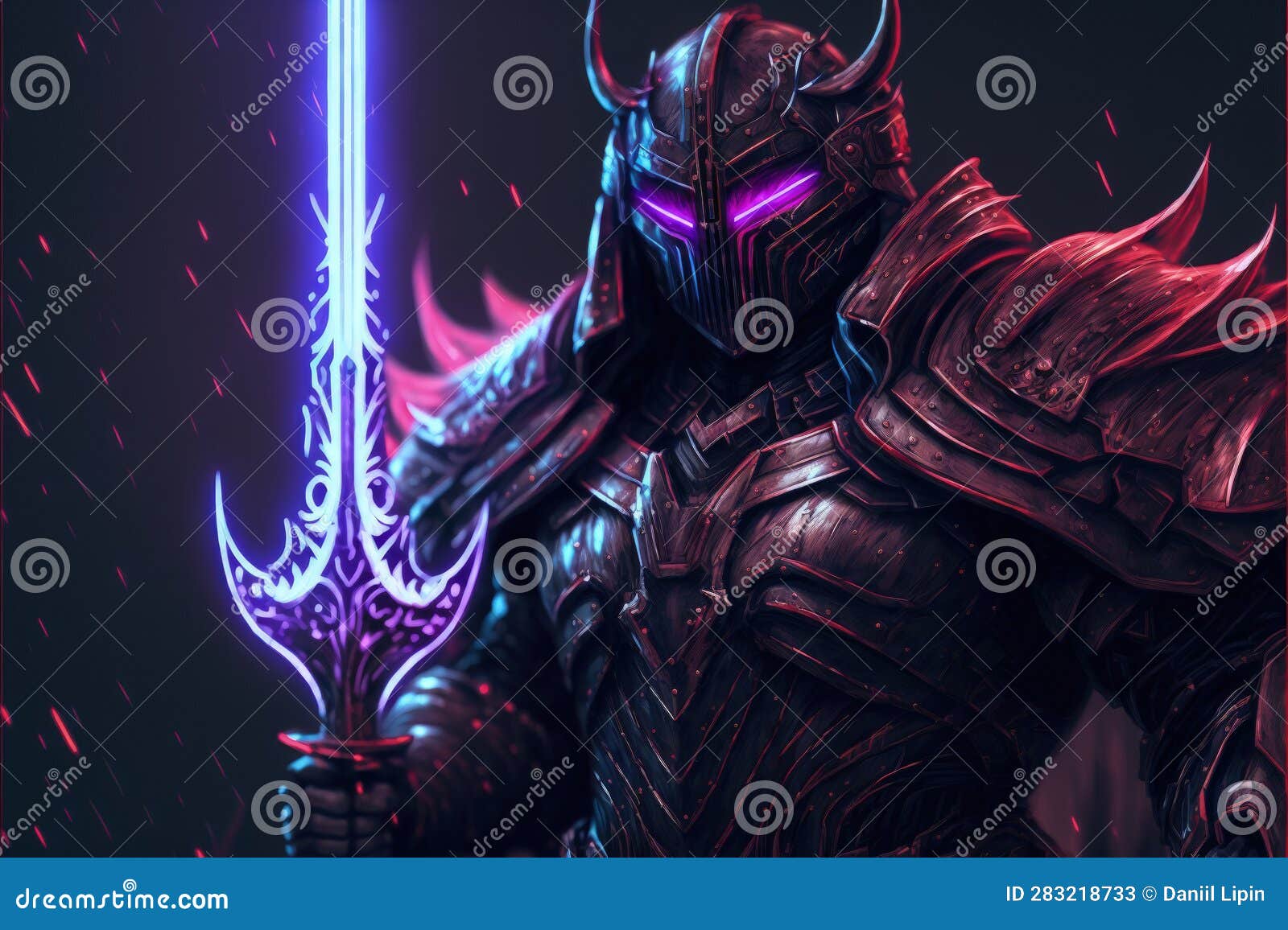 Astro-knight In Futuristic Armor Holding Magic Sword Royalty-Free ...