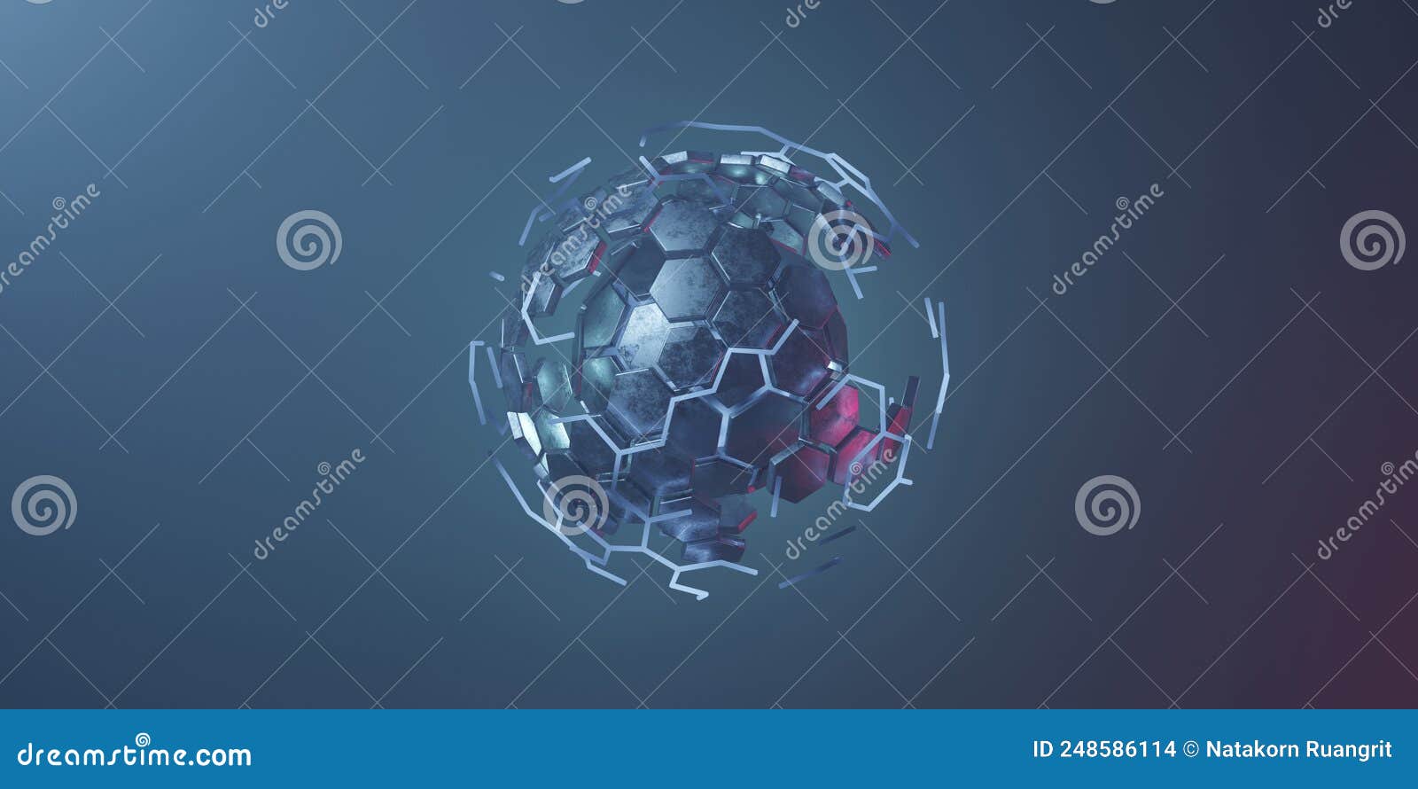 Sci-fi Hexagon Ball Structure 3D Stock Illustration - Illustration of ...