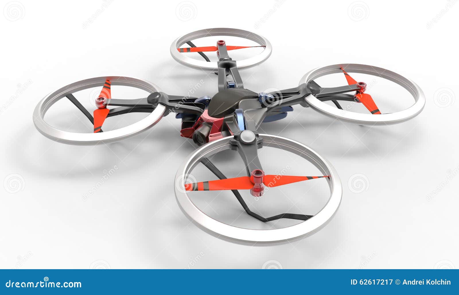 Sci-fi Hi Tech Drone Quadcopter with Remote Control Stock Illustration ...
