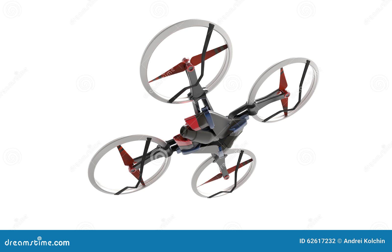 Sci-fi Hi Tech Drone Quadcopter with Remote Control Stock Illustration ...