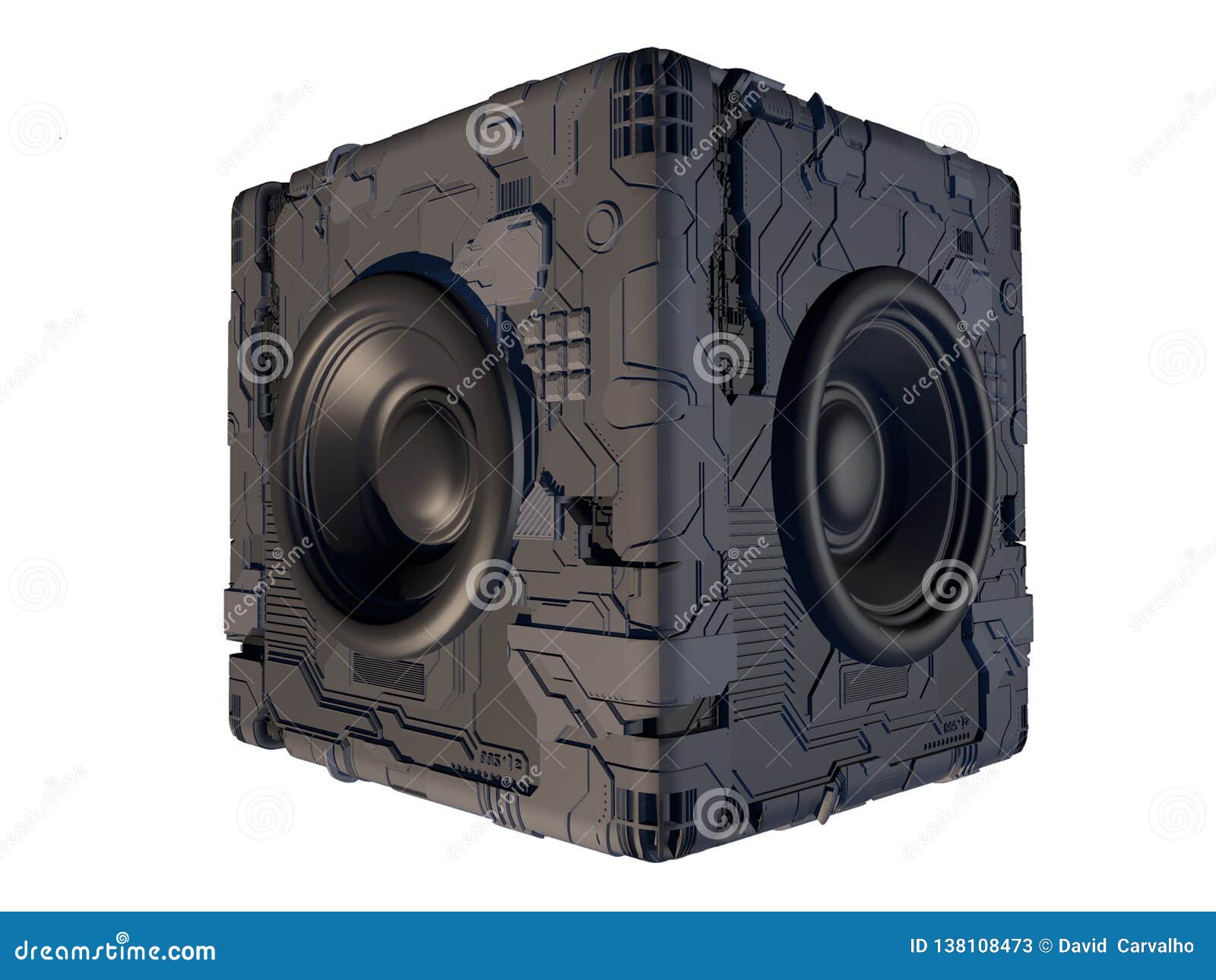 Sci-fi, High Tech, 3D Speaker Box Stock Illustration - Illustration of ...