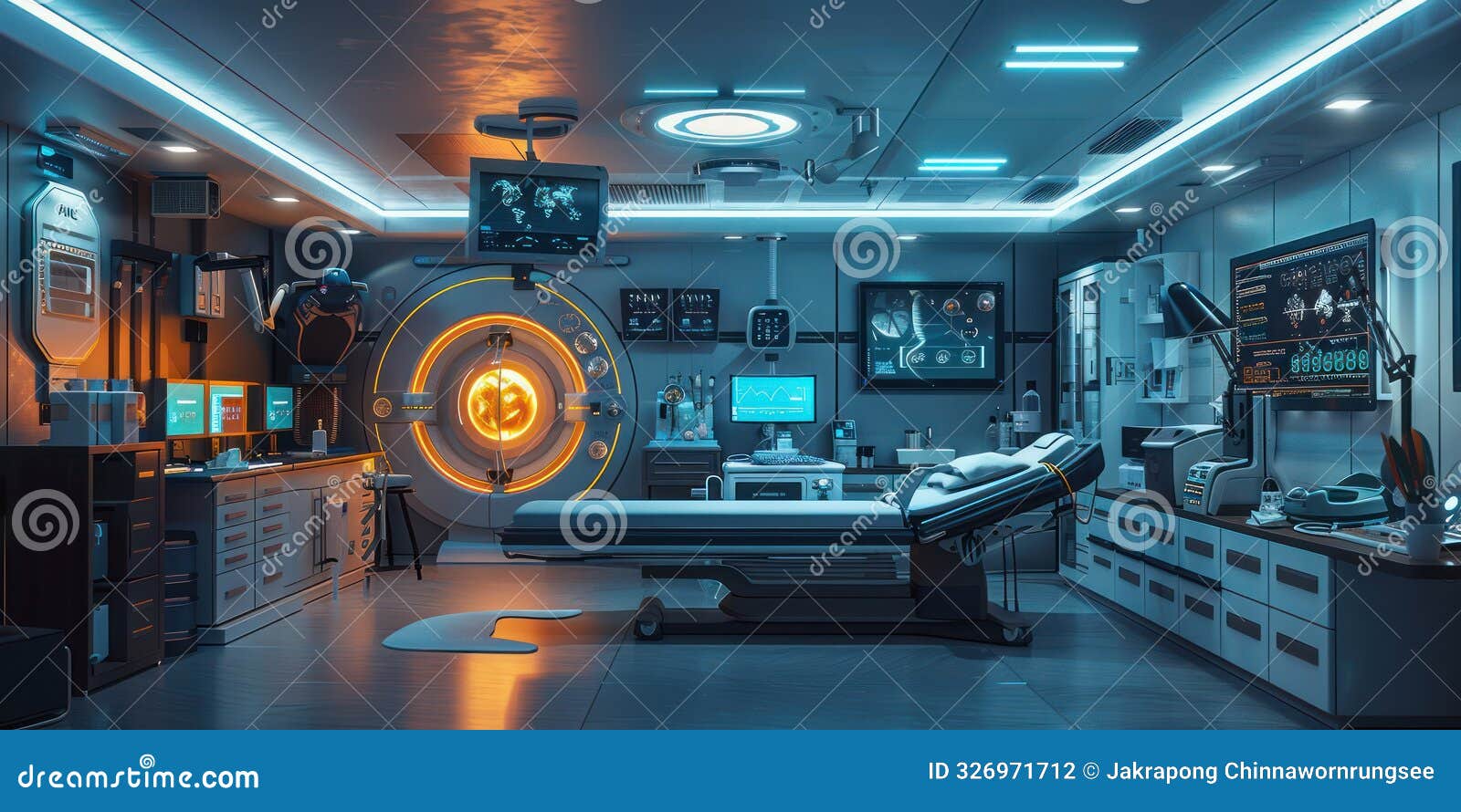 Sci-fi hospital room stock illustration. Illustration of health - 326971712