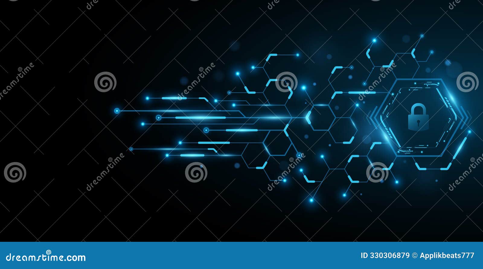 Sci Fi HUD Dashboard of Hexagons with Touch Lock Button. Glowing ...