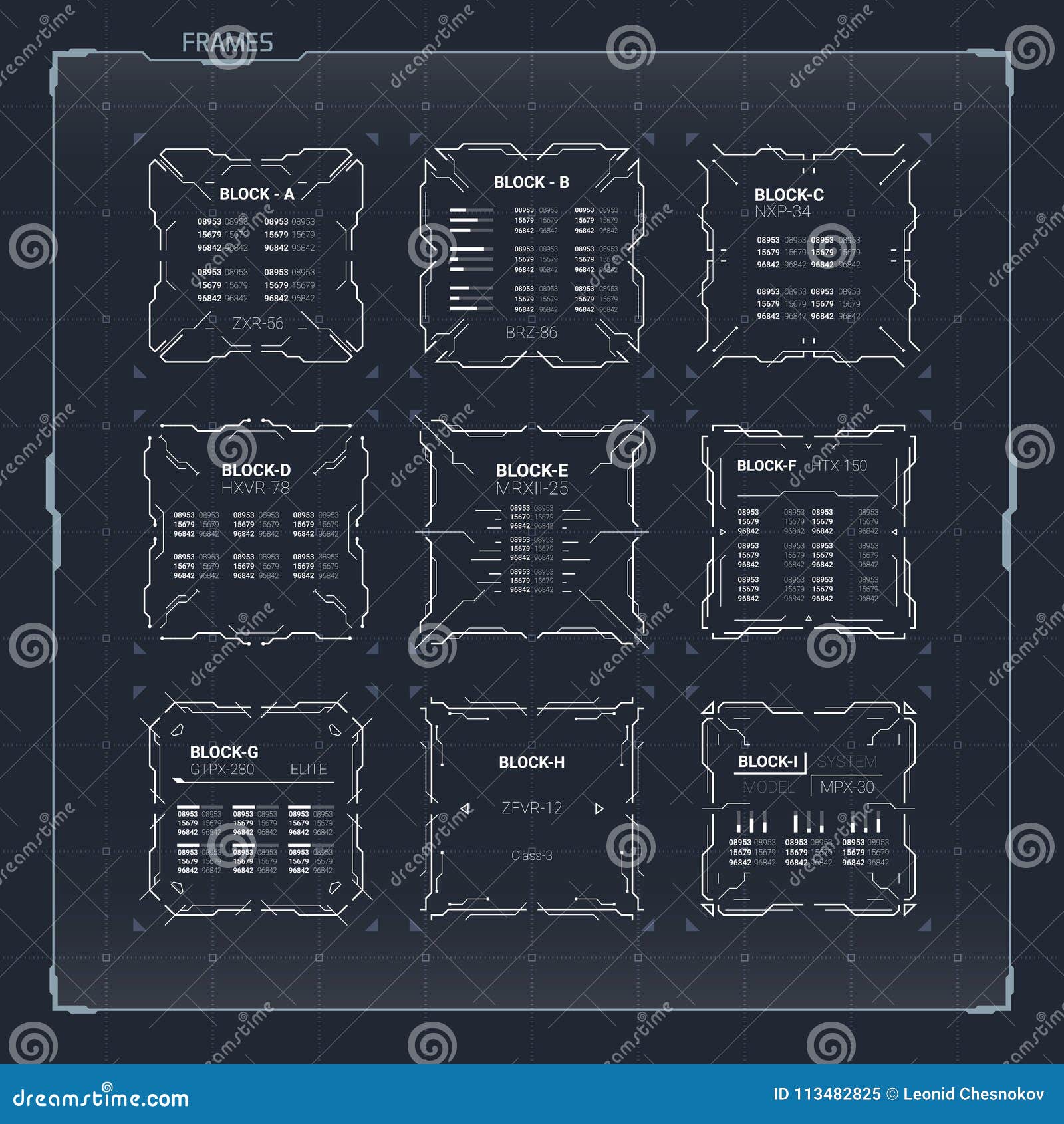 Sci-Fi HUD Ui Square Frames Stock Vector - Illustration of menu ...