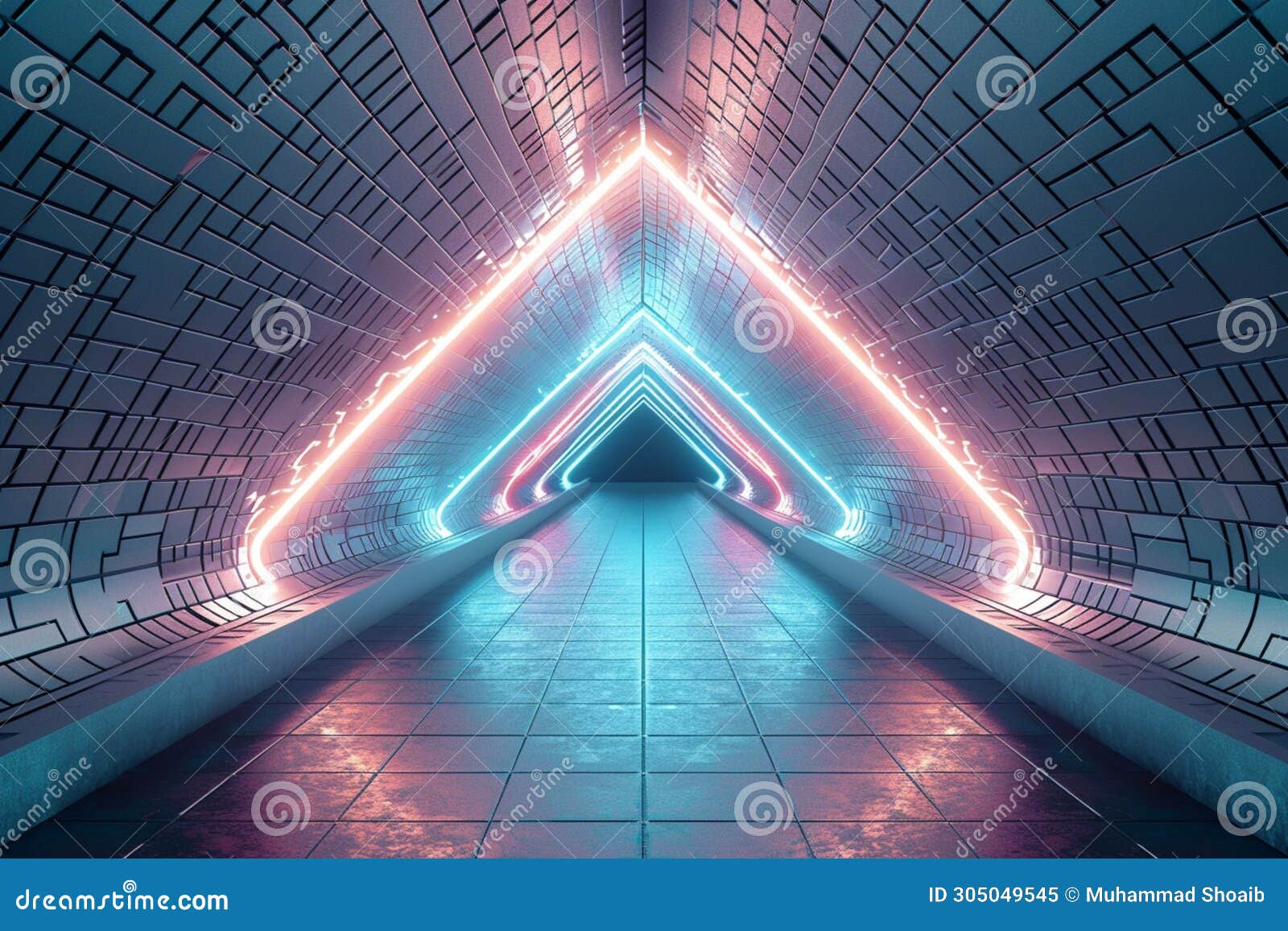 Sci Fi Hyperloop Pipe, Neon Light Tunnel Techno Walkway, 3D Stock ...