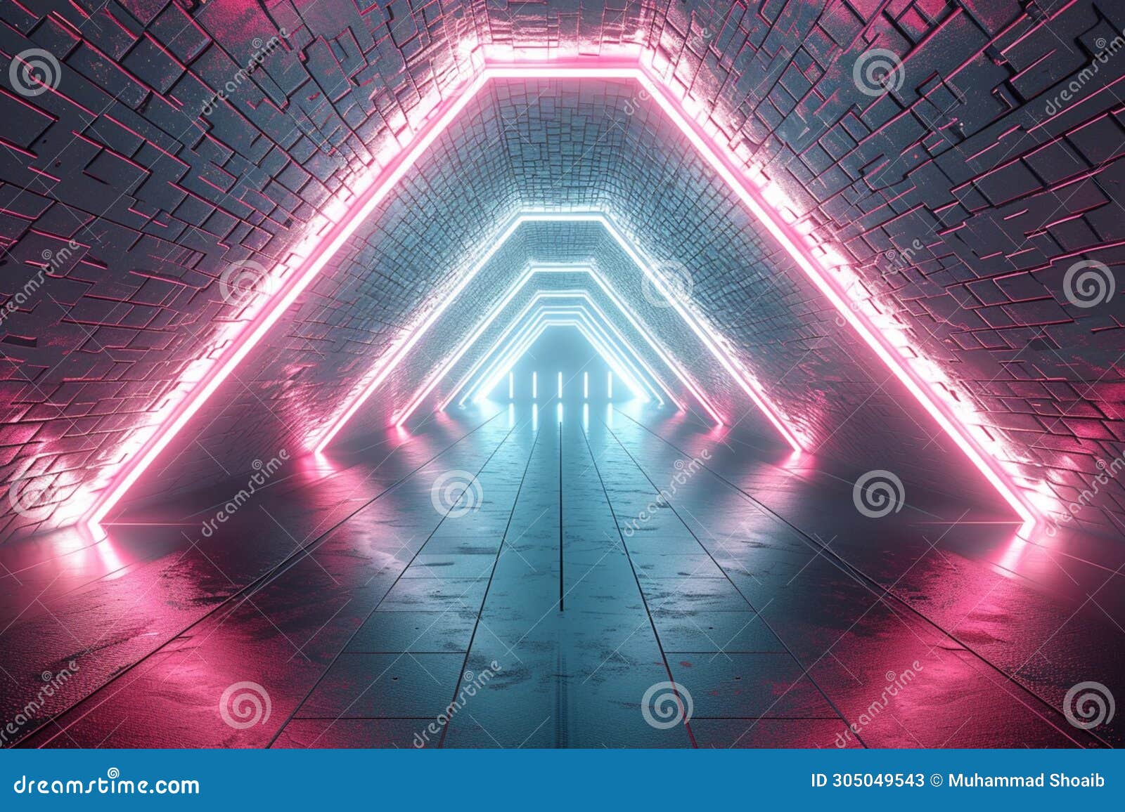 Sci Fi Hyperloop Pipe, Neon Light Tunnel Techno Walkway, 3D Stock ...