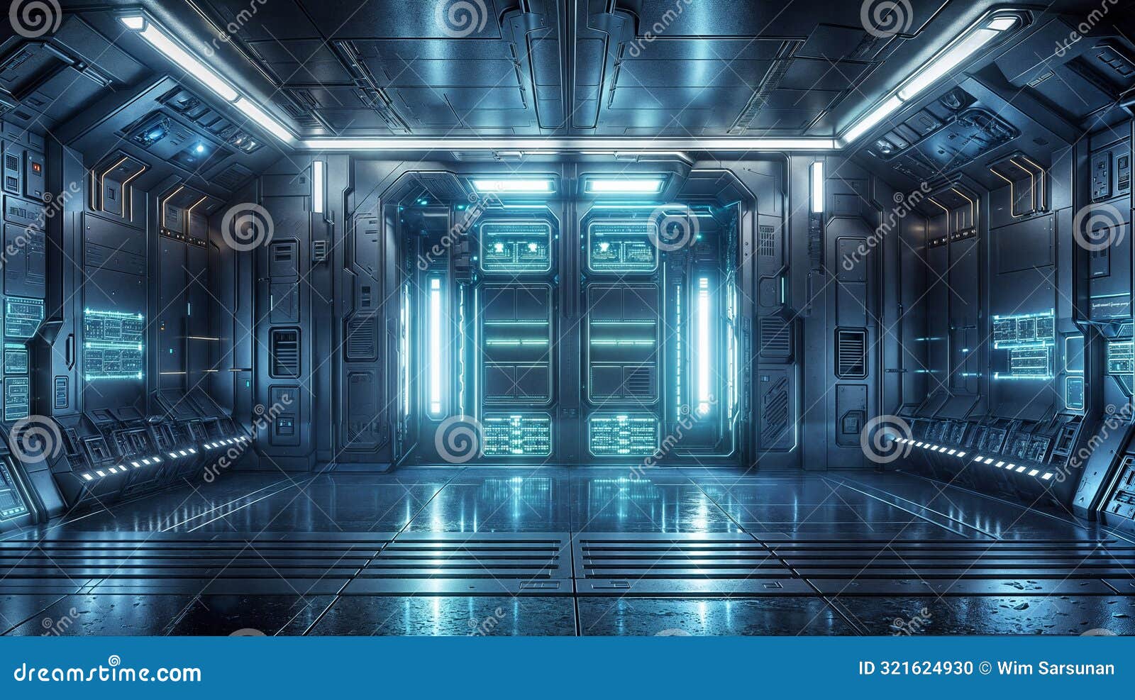 Sci Fi Inspired Futuristic Metal Gate And Wall With Digital Interfaces ...