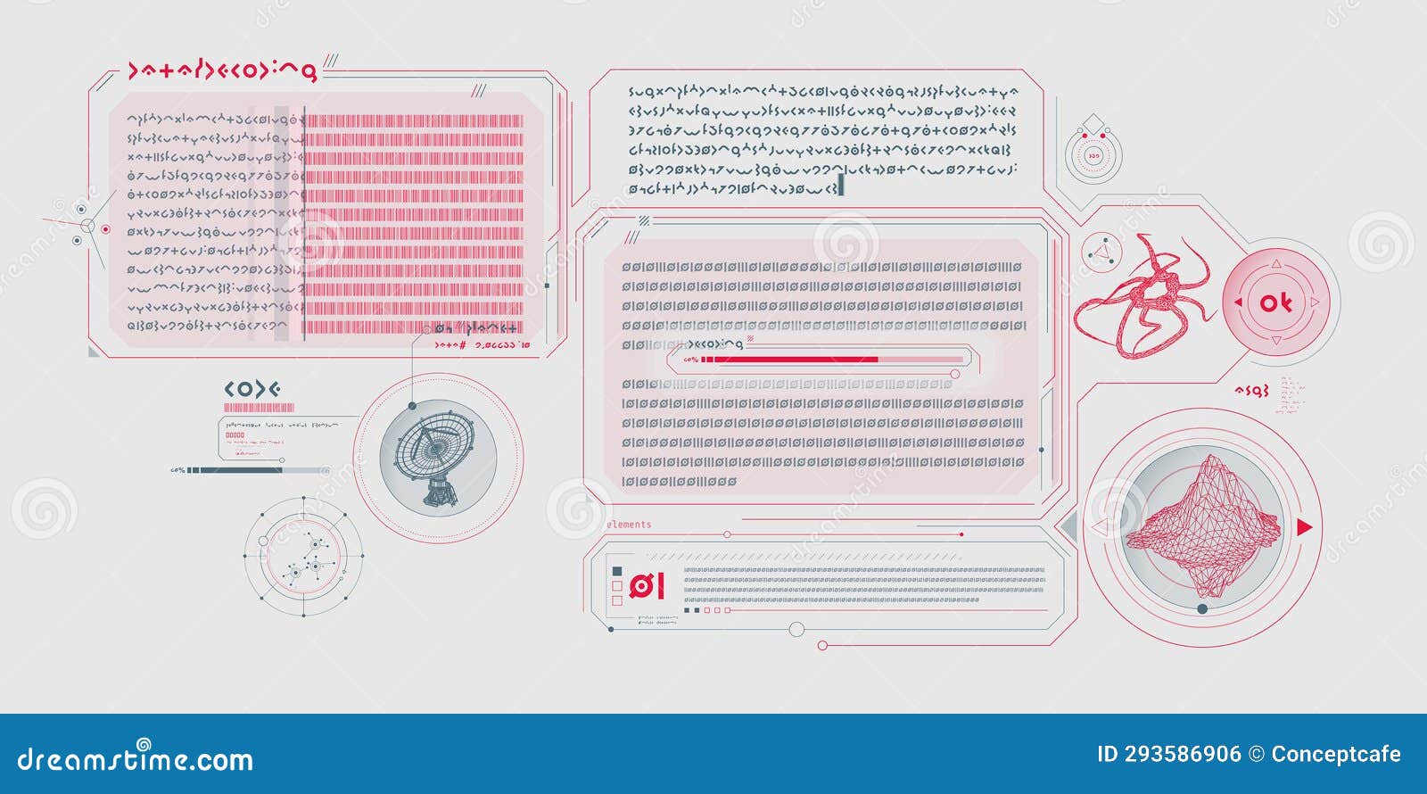 Sci Fi Interface Of Data Decoding Program Stock Vector Illustration Of Symbols Human 293586906