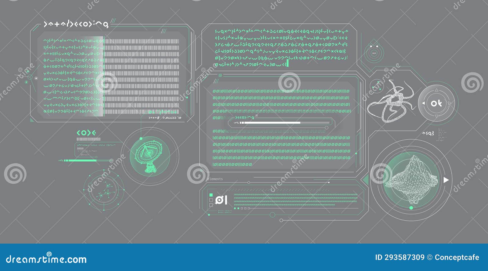 Sci Fi Interface Of Data Decoding Program Stock Vector Illustration Of Terrain Indicator