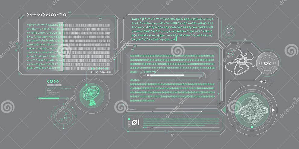 Sci-fi Interface of Data Decoding Program. Stock Vector - Illustration ...