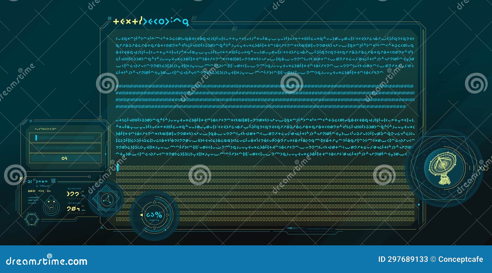 Sci-fi Interface of Data Decoding Program. Stock Vector - Illustration ...