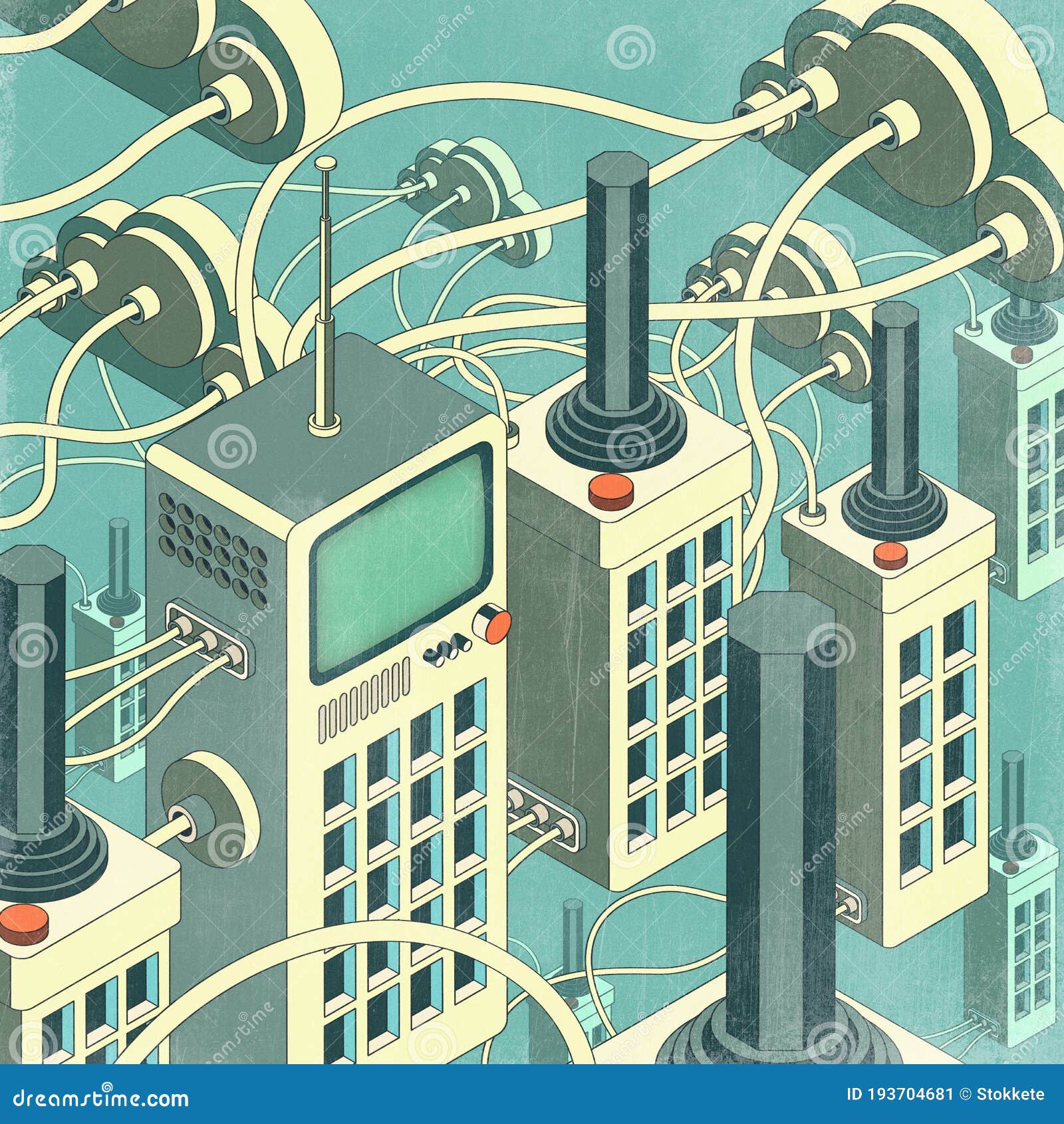 Vintage Devices Icons. Retro Tech Media, Television Tv, Audio Radio ...