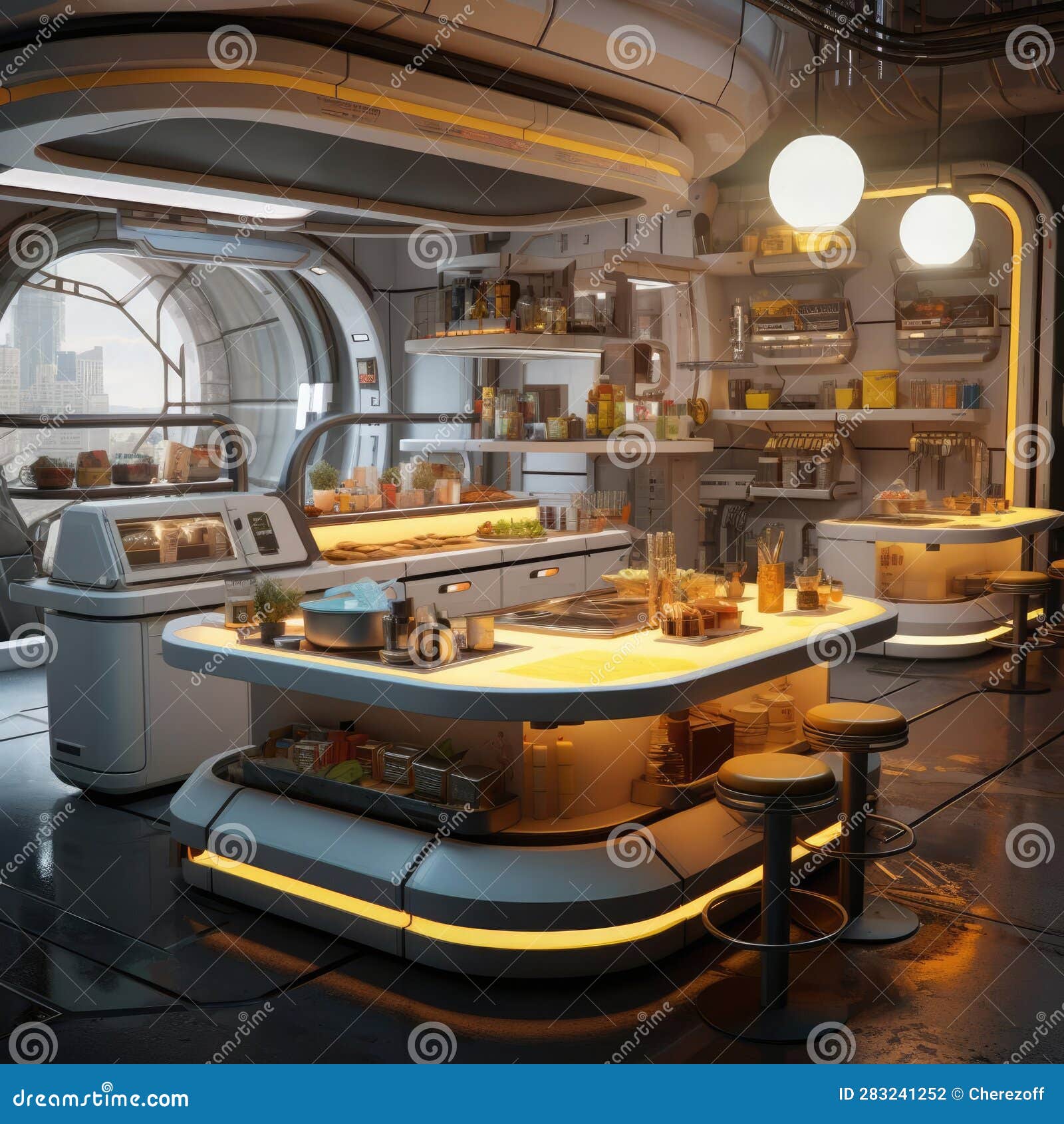 Sci-fi Kitchen of the Future Stock Photo - Image of food, beautiful ...
