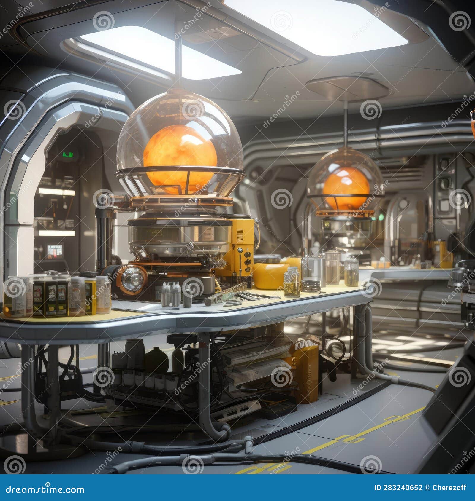 Sci-fi Kitchen of the Future Stock Illustration - Illustration of adult ...