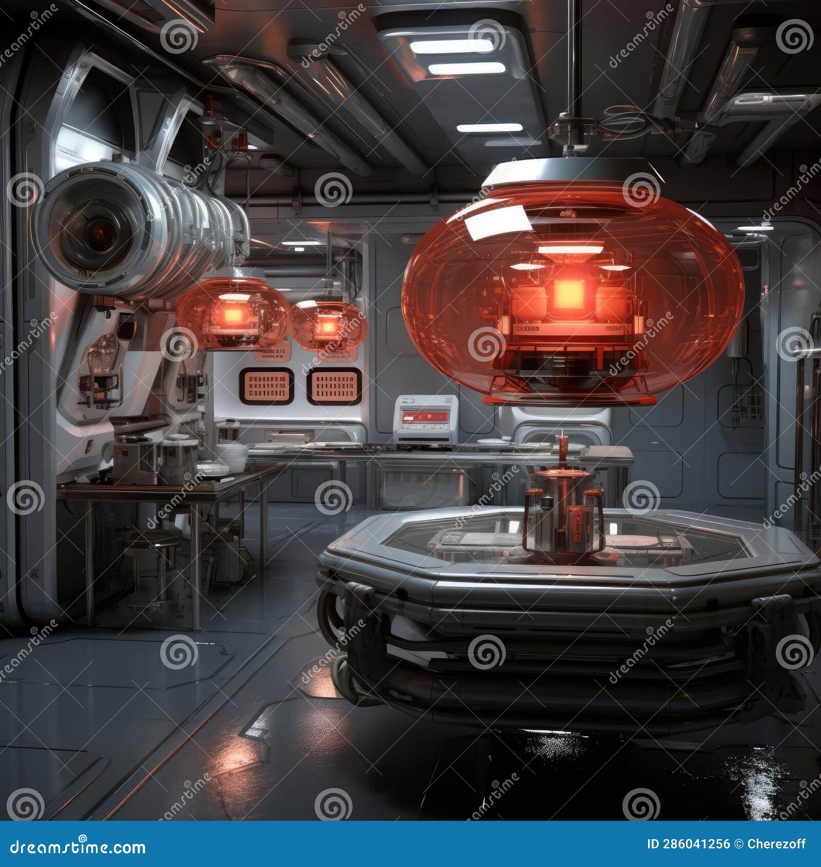 Sci-fi Kitchen of the Future Stock Illustration - Illustration of ...