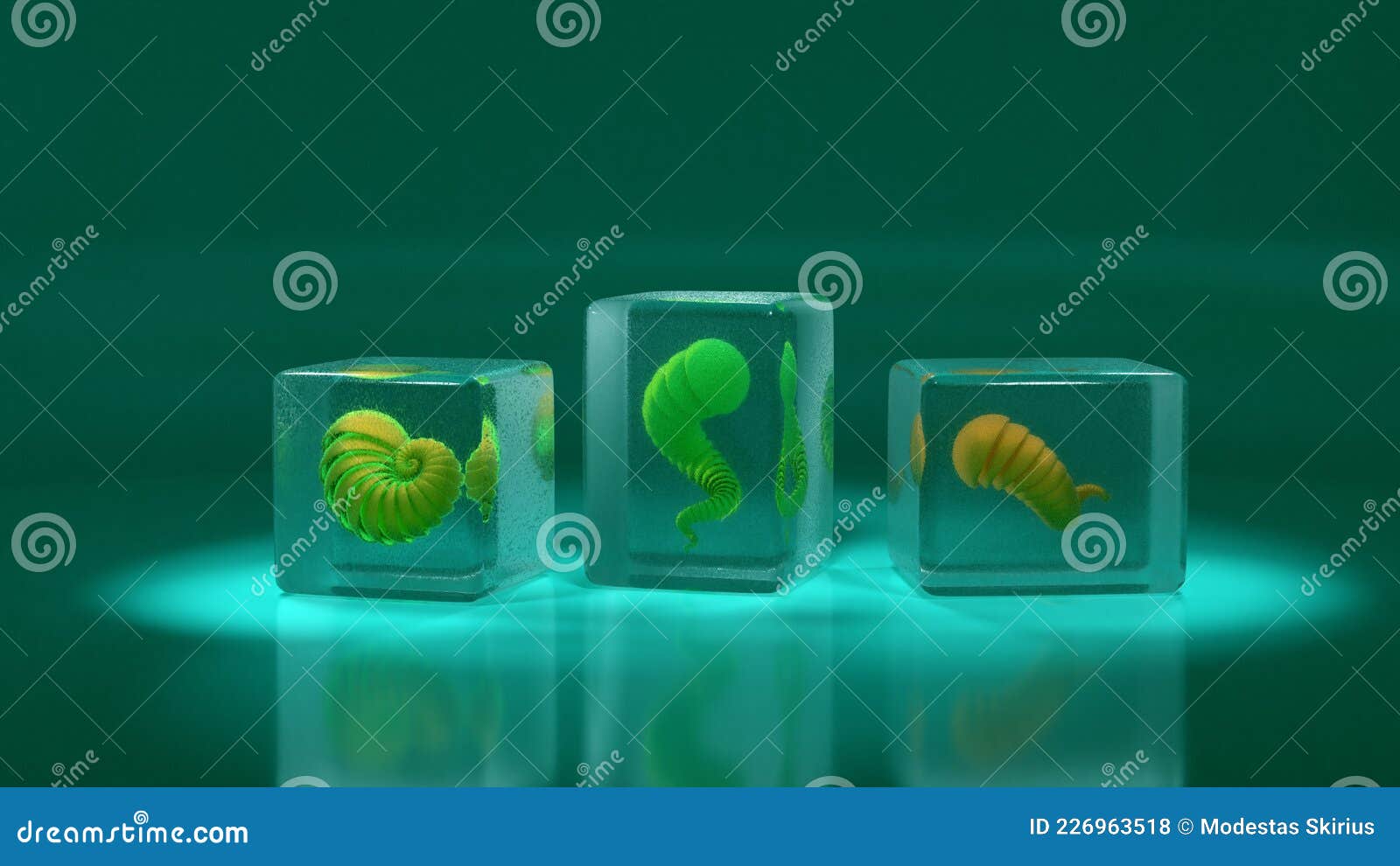 Sci-fi Looking Medusa in a Glass Cube Stock Illustration - Illustration ...