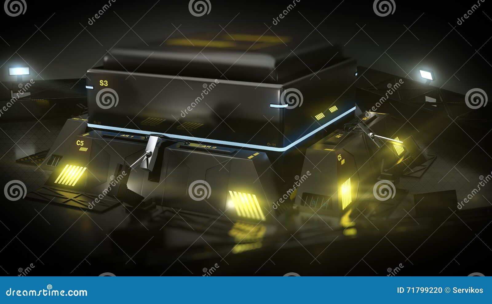 Sci-fi machine stock illustration. Illustration of data - 71799220