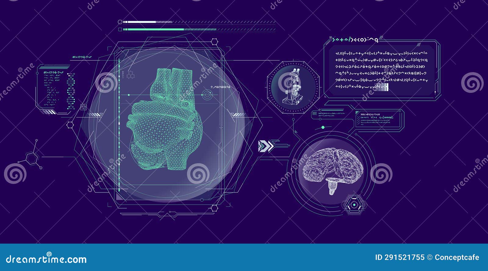 Sci-fi Medical Research Program Interface. Stock Vector - Illustration ...