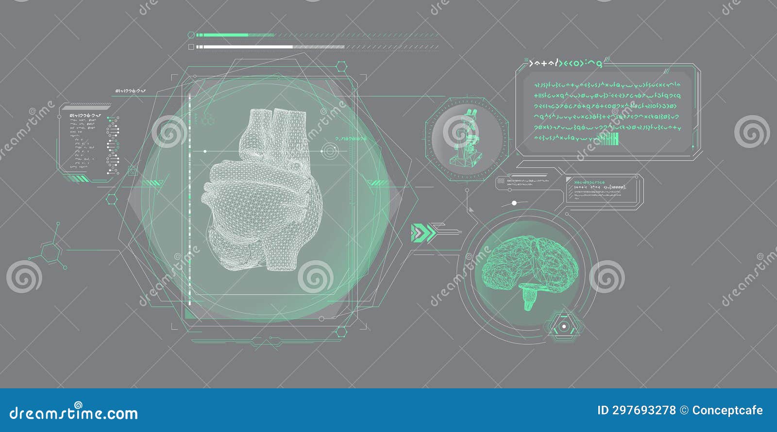 Sci-fi Medical Research Program Interface. Stock Vector - Illustration ...