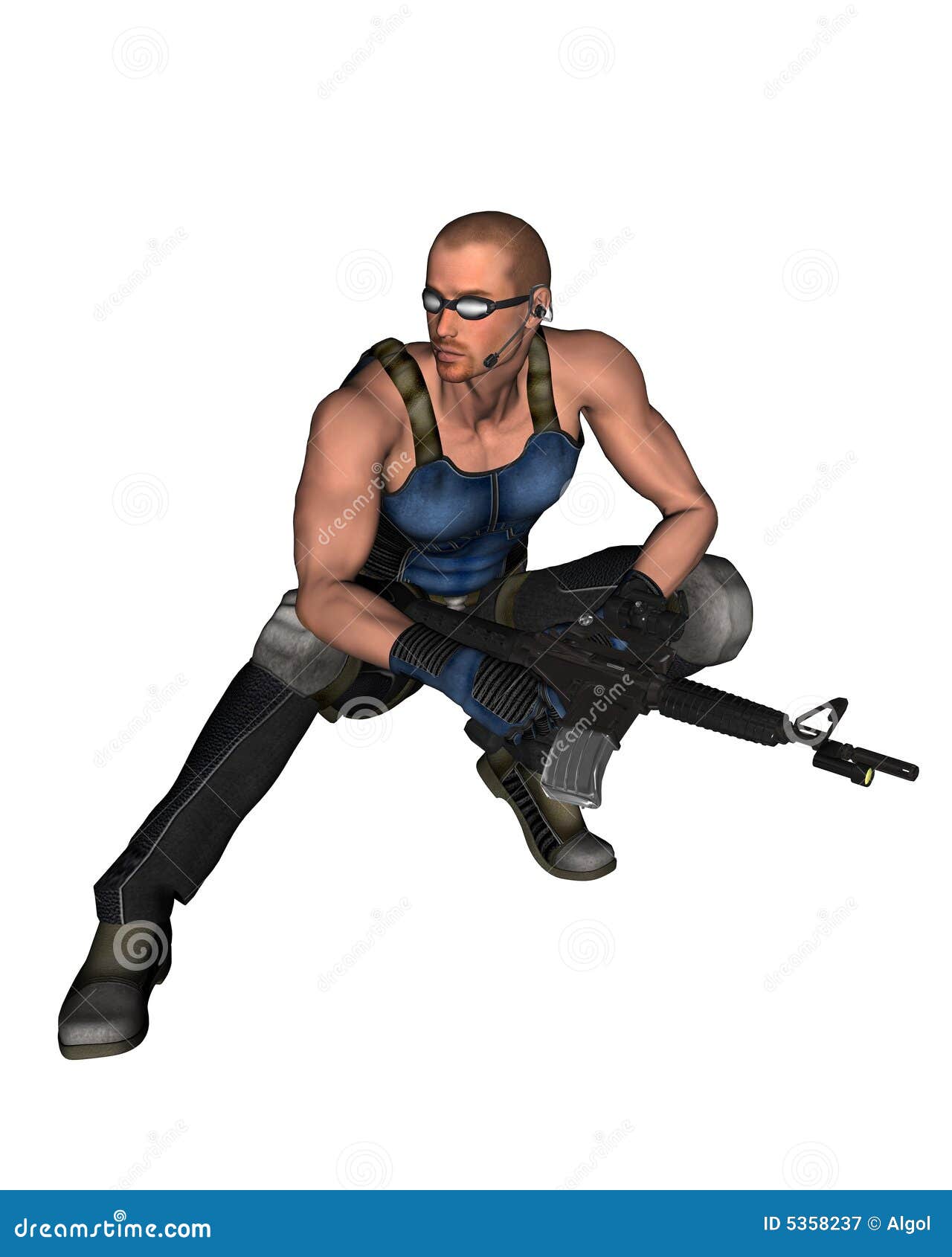 Sci-Fi Mercenary - 2 stock illustration. Illustration of goatee - 5358237
