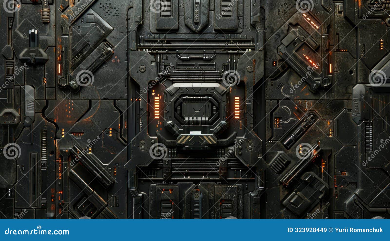 Sci Fi Metal Screen Frame, Warhammer Style, Photorealistic, Dark ...