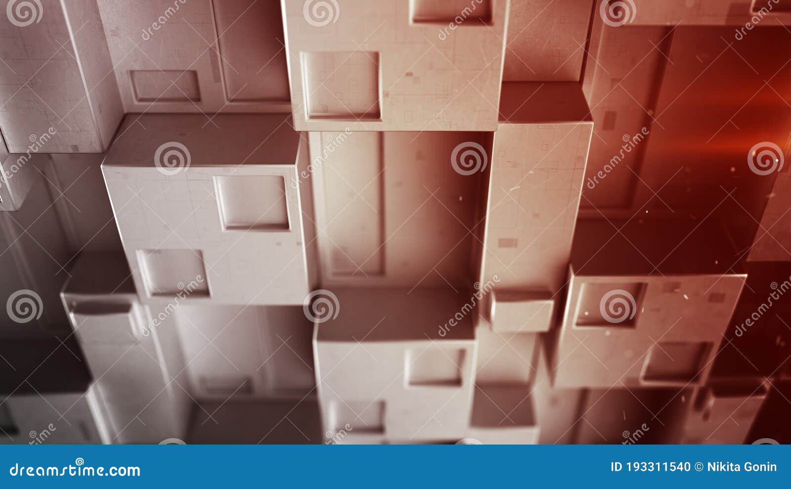 Sci-fi Metallic Wall Panel 3D Rendering Stock Illustration ...