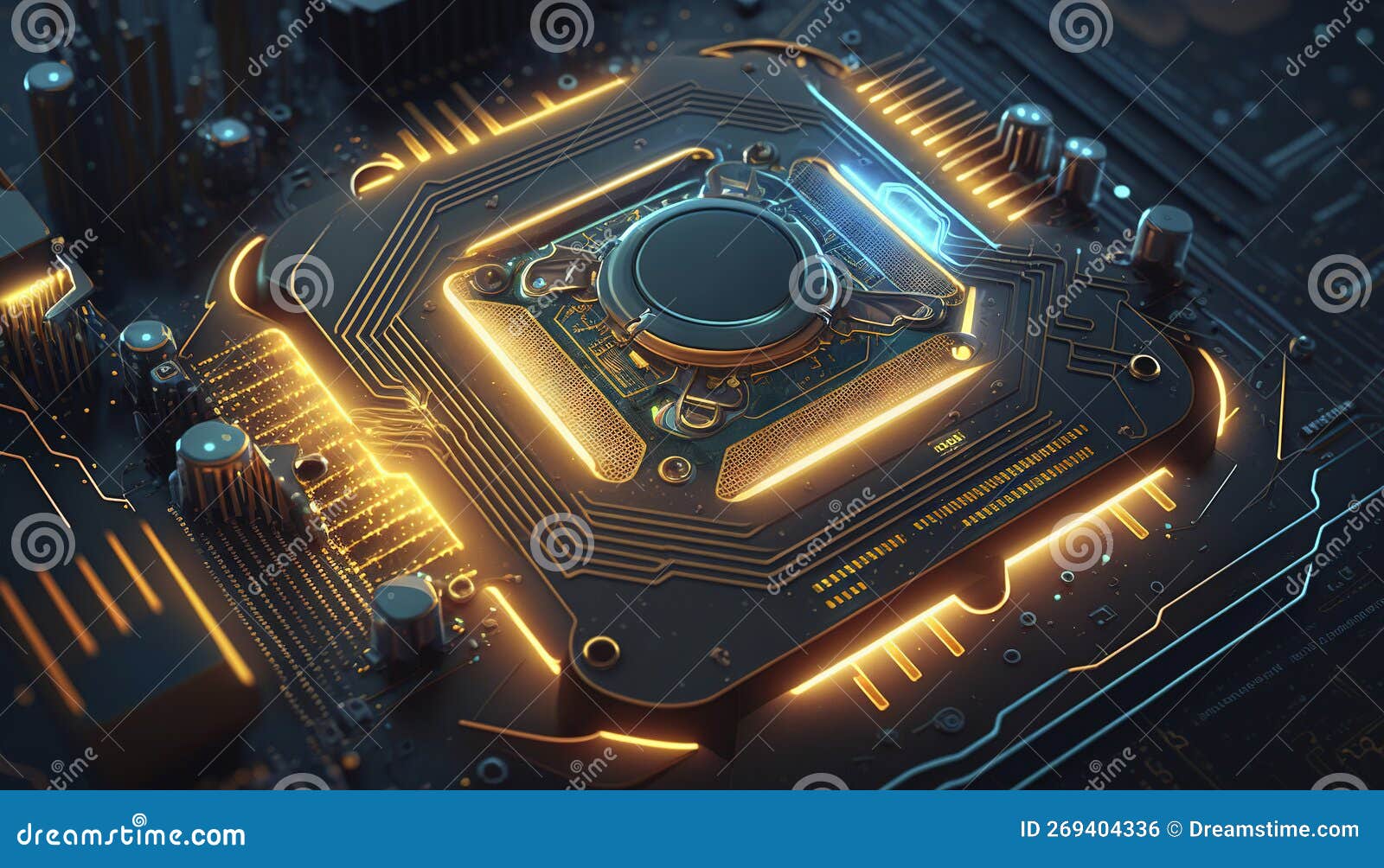 Sci-Fi Microchip. Generative AI Stock Illustration - Illustration of ...