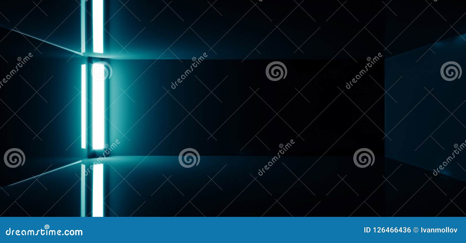 Sci-Fi Modern Dark Empty Clean Reflective Room with Bunch Ice Bl Stock ...