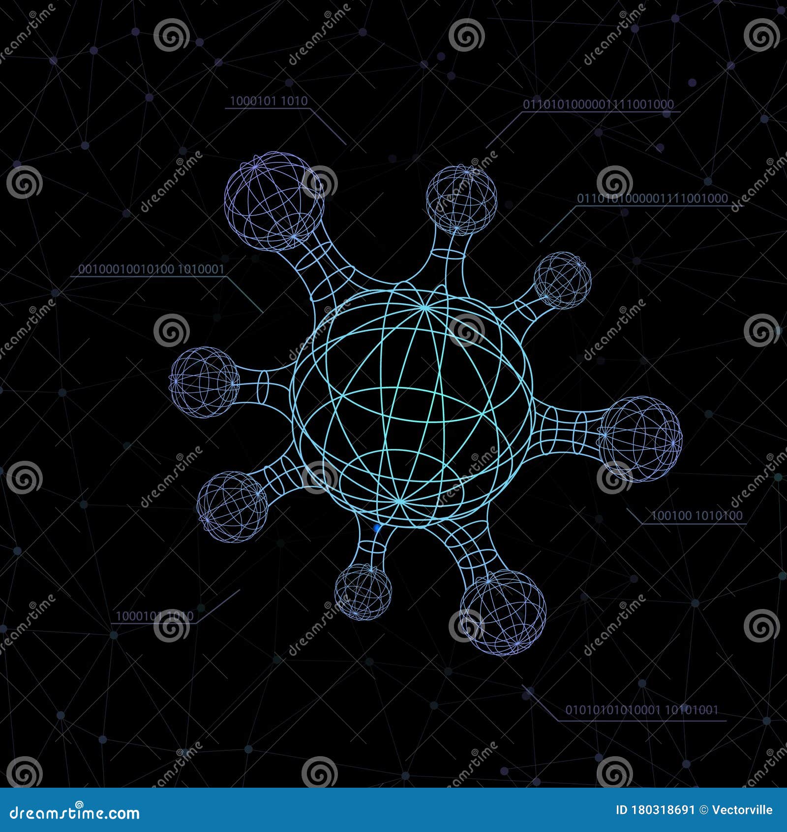 Sci Fi Molecule Shape Interface Screen Futuristic HUD Bar of the Space ...