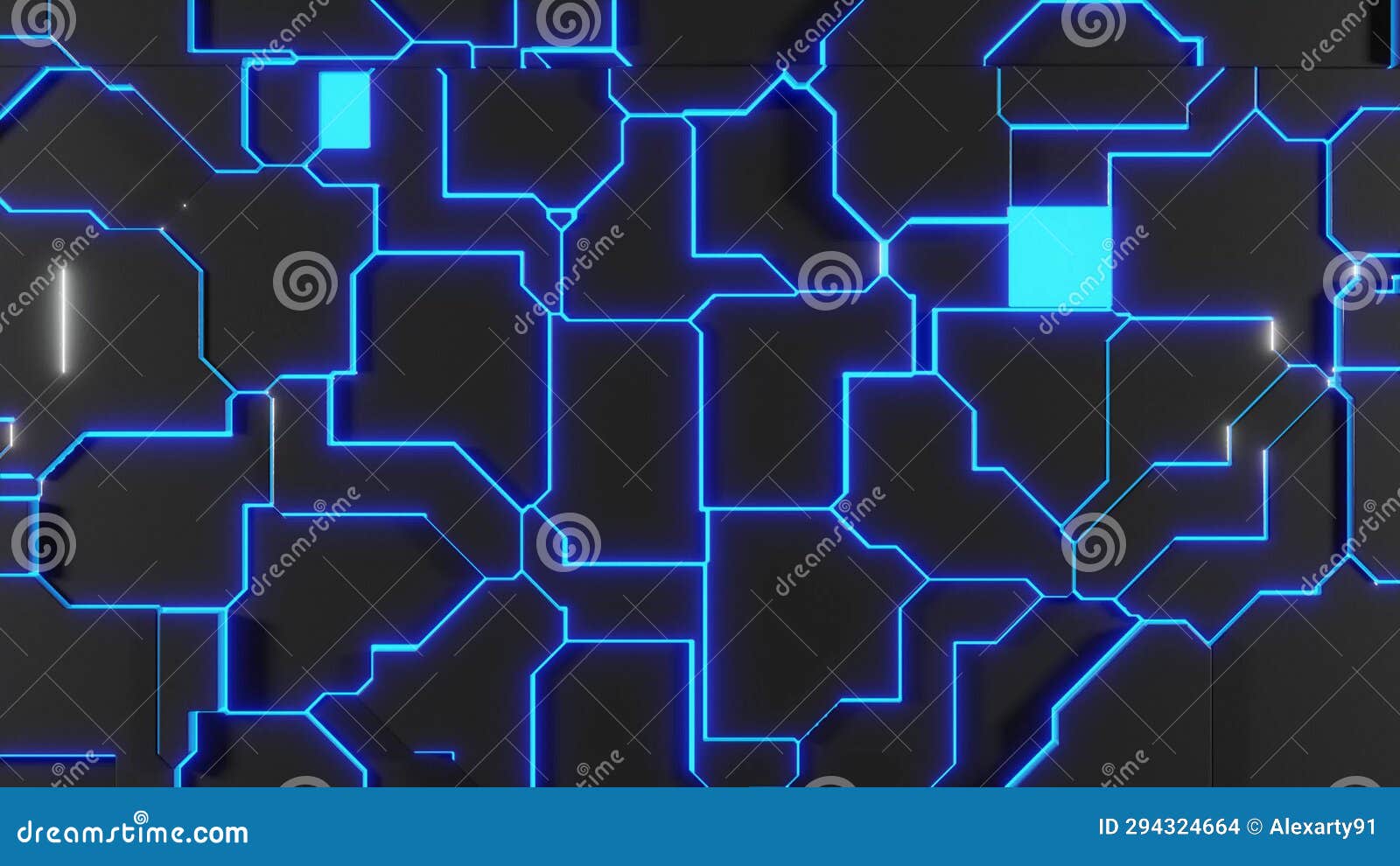 Sci Fi Moving Blue Glowing Elements 3d Animation Stock Footage - Video ...