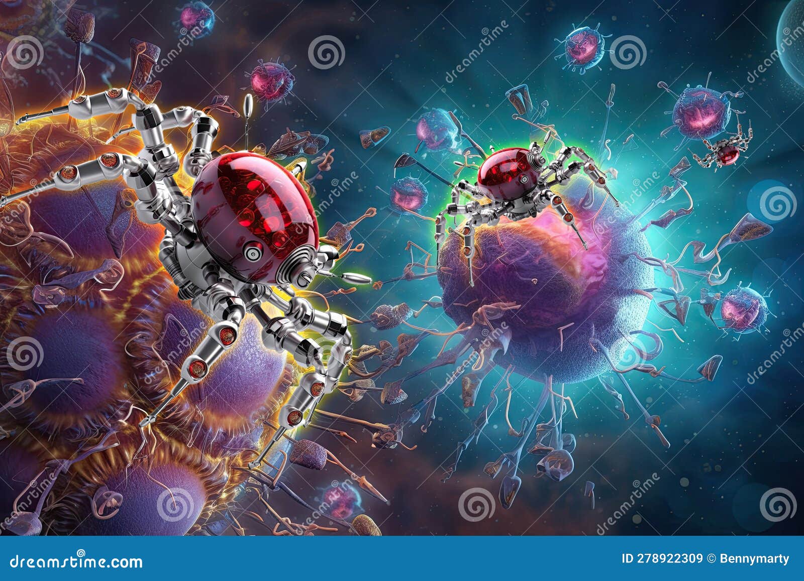 Sci-fi Nanorobot Close-up Inside Body Stock Image - Image of microscope ...