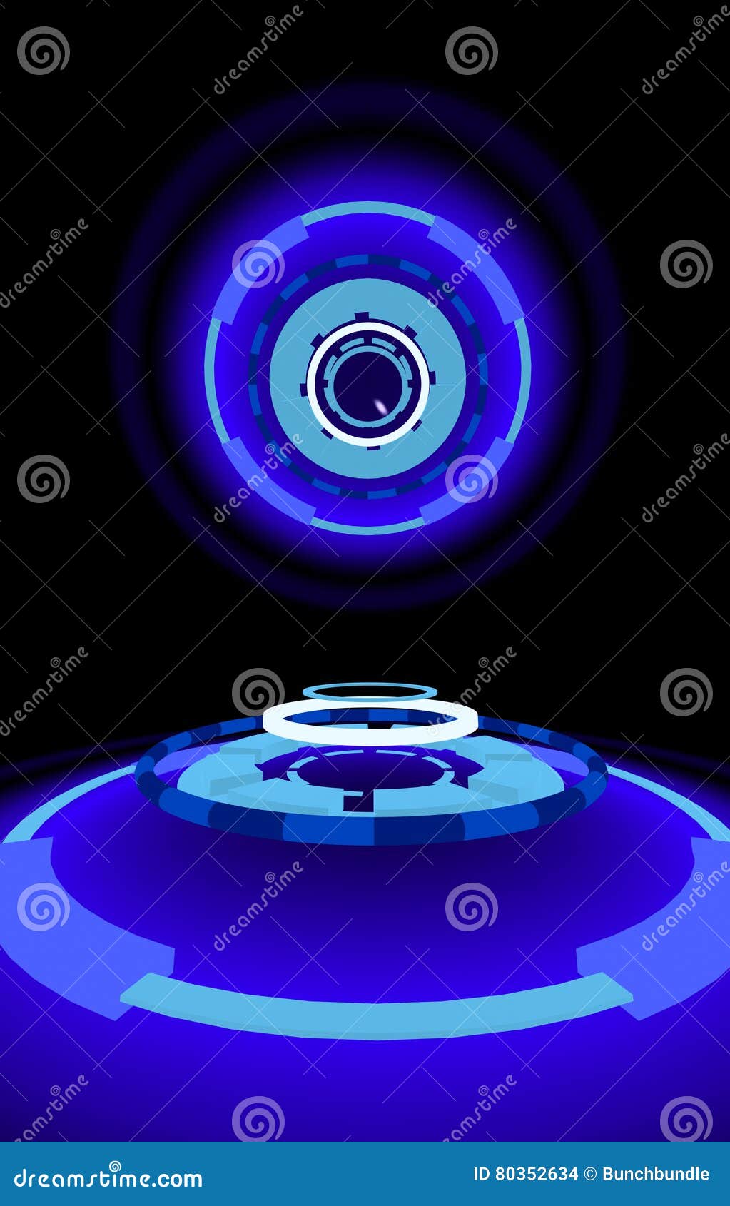 Sci-fi Neon Disks, Abstract Background, 3d Illustration Stock ...