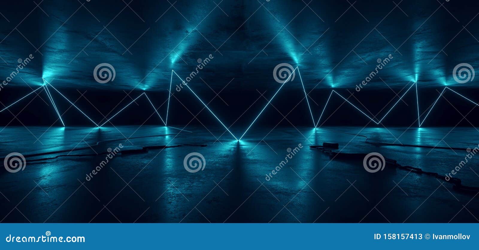 Sci Fi Neon Glowing Lights Blue Chaotic Laser Lines Cables Plugs Floor ... Sci Fi Neon Glowing Lights Blue Chaotic Laser Lines Cables Plugs Floor ...