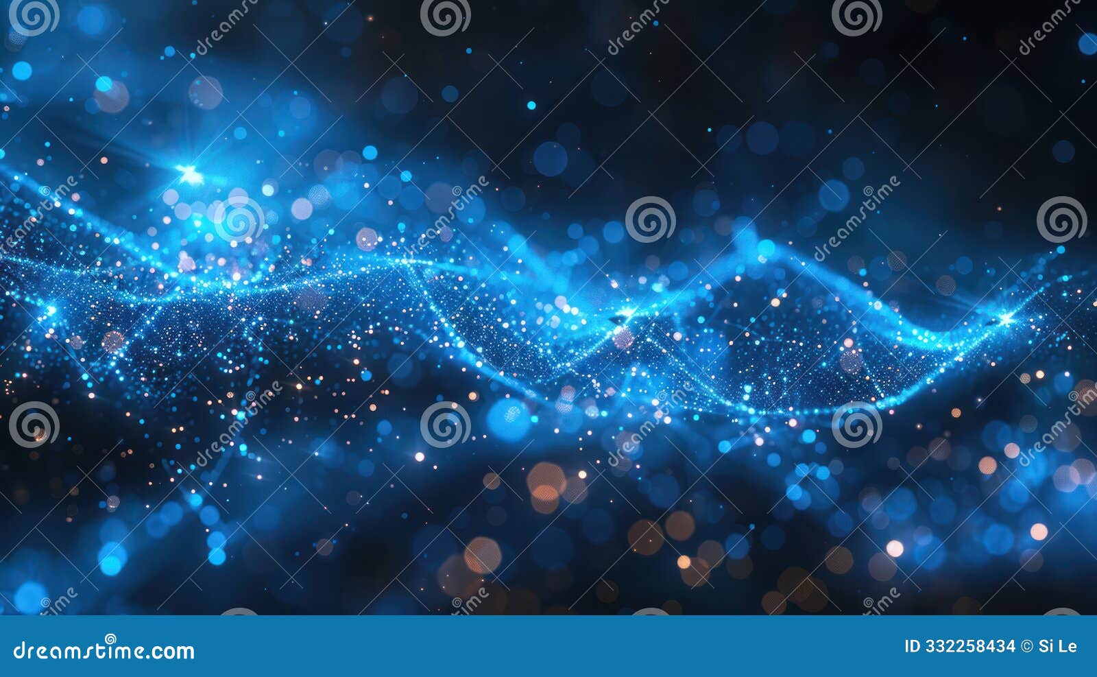 Sci-Fi Network Grid with Blue Abstract Background and AI Generated Data ...