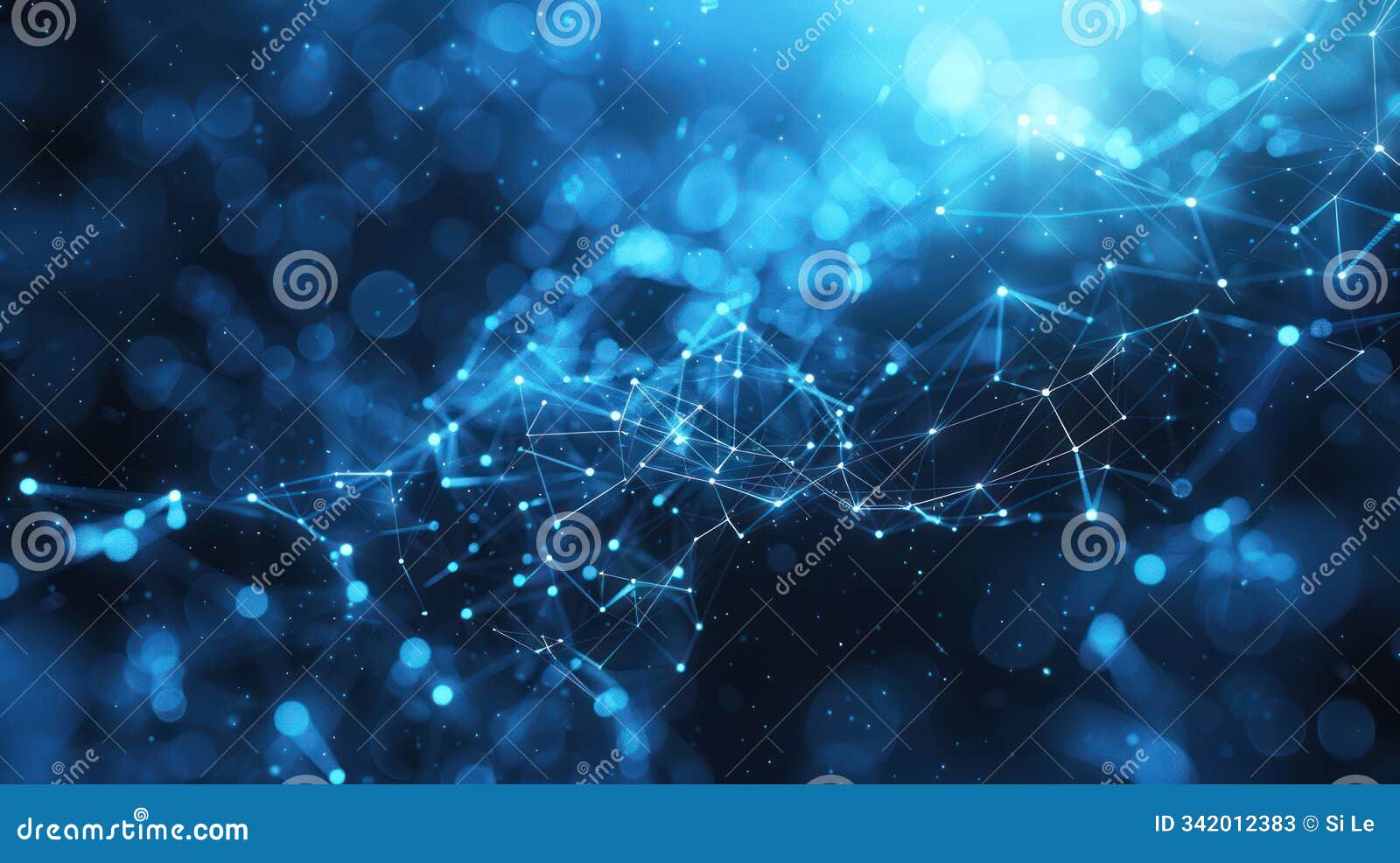 Sci-Fi Network Grid with Blue Abstract Background and Connected ...