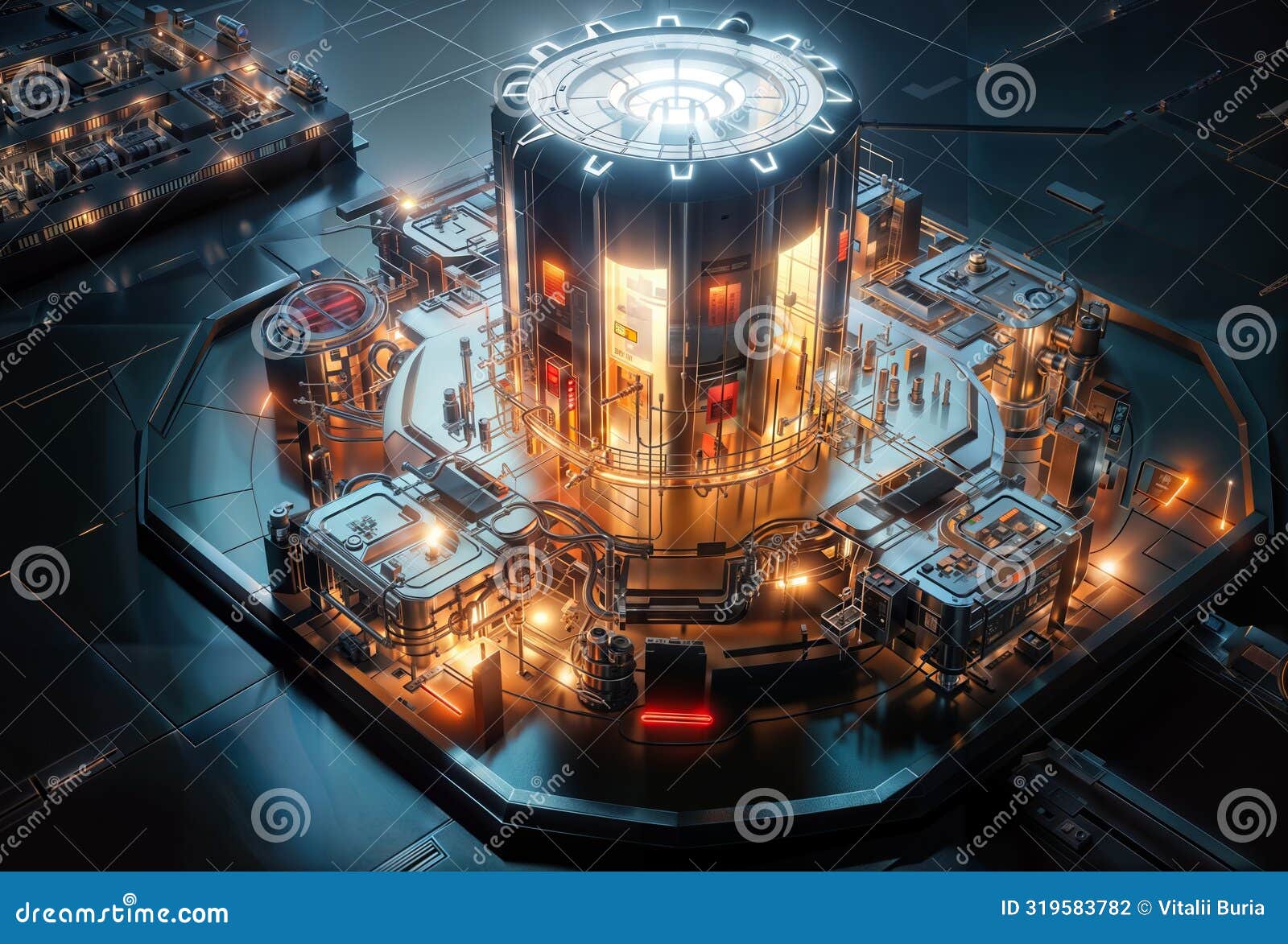 Sci-Fi Nuclear Core: Futuristic Reactor & Control Systems, Generative ...