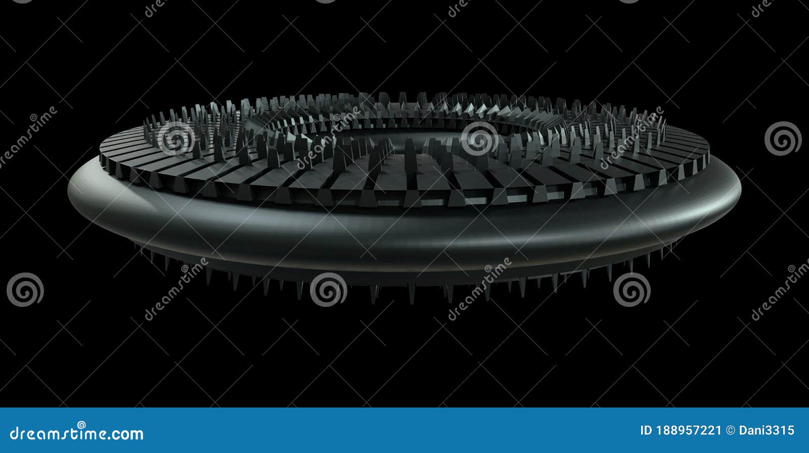 Sci-Fi Object Isolated On Black Background. Mechanical, Robotic Gear ...
