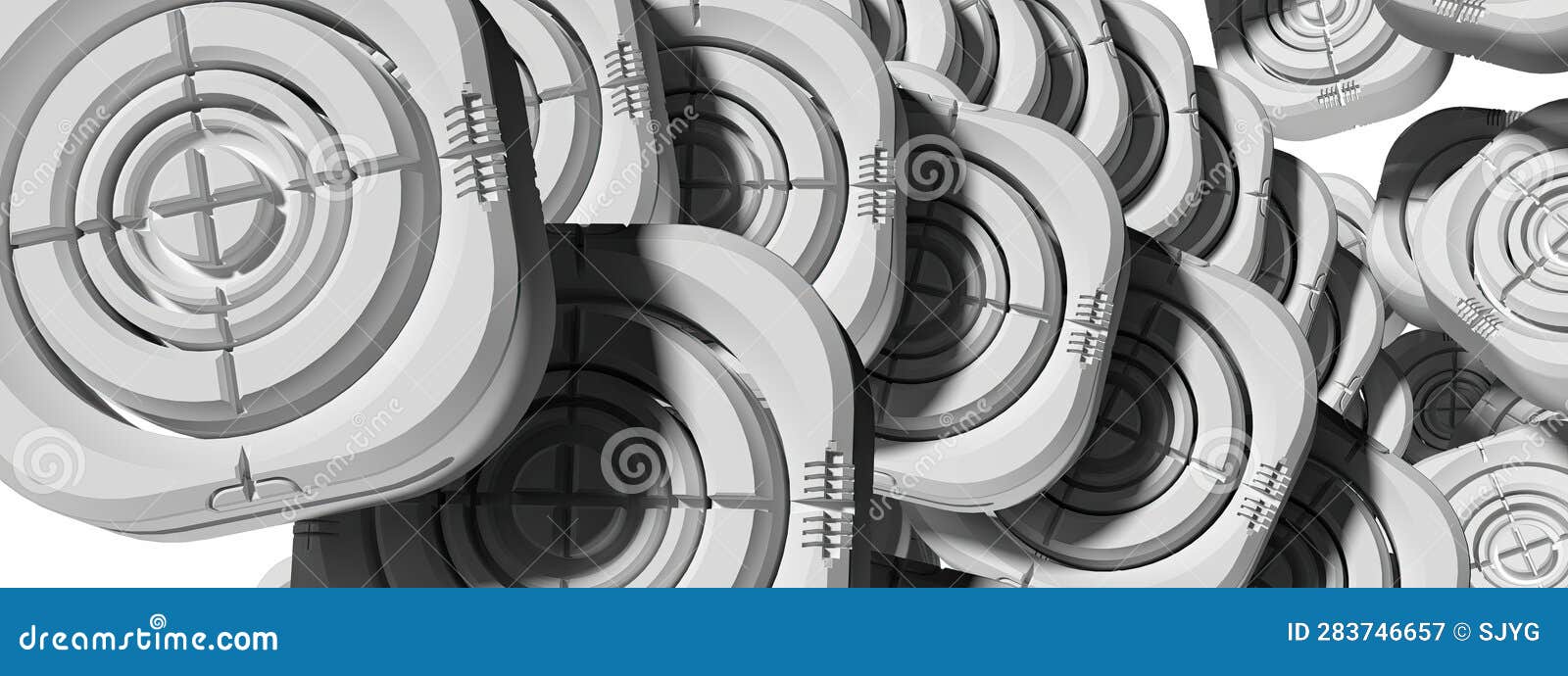 Sci-fi Objects Mechanical Creatures with Future Pets Gray Abstract ...