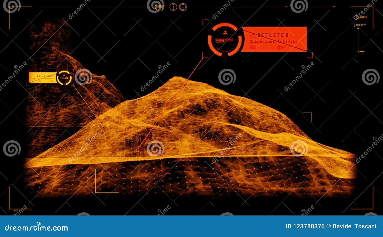 Orange HUD 3D Landscape Hologram Interface Graphic Element Stock ...