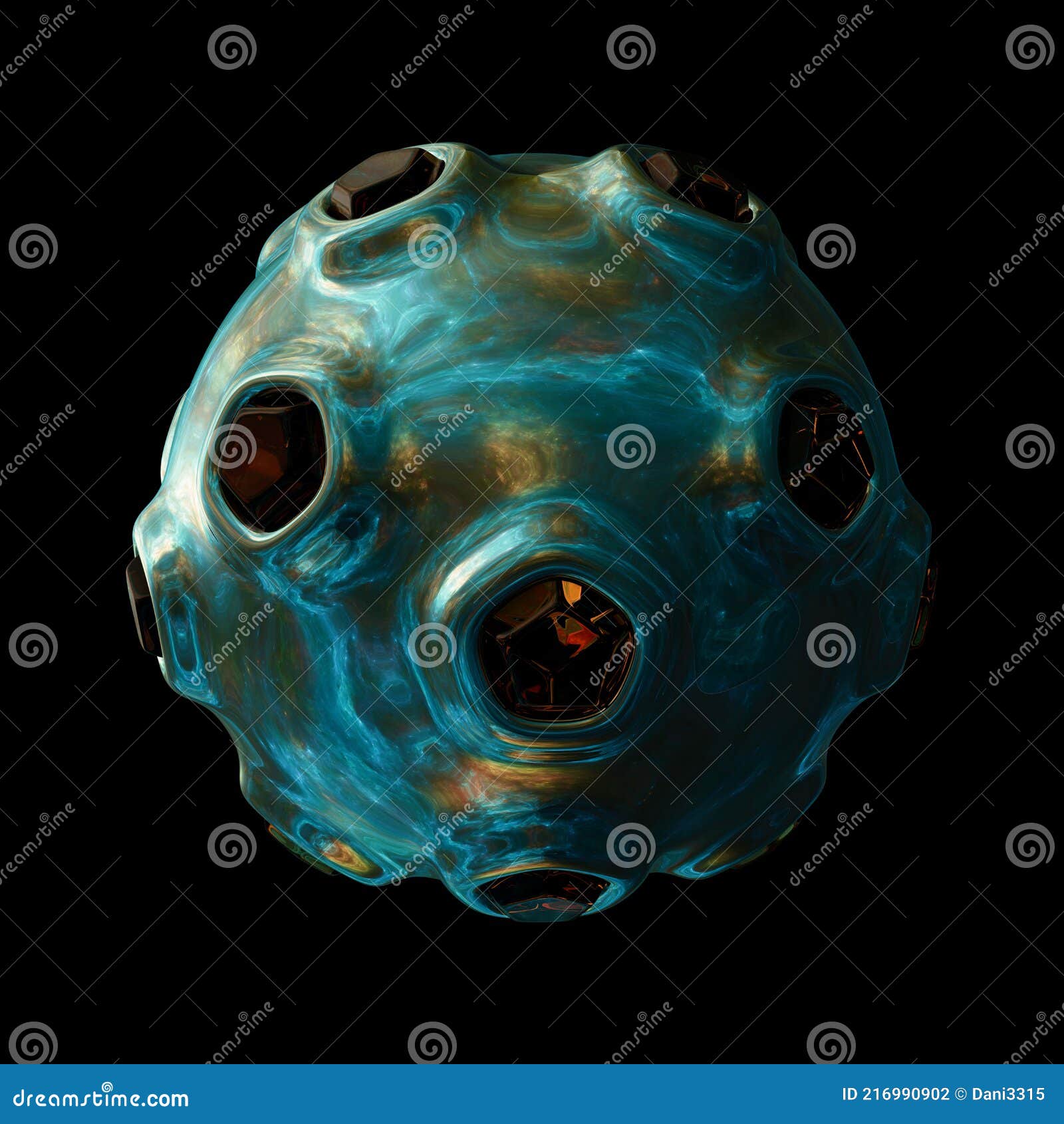 Sci-fi Orb Isolated on Black Stock Illustration - Illustration of ...