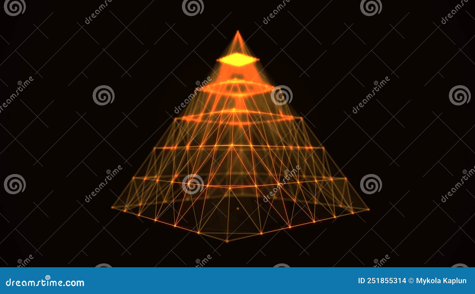 Sci-fi Pyramid with Particles and Lines. Figure Frame. Concept Network ...