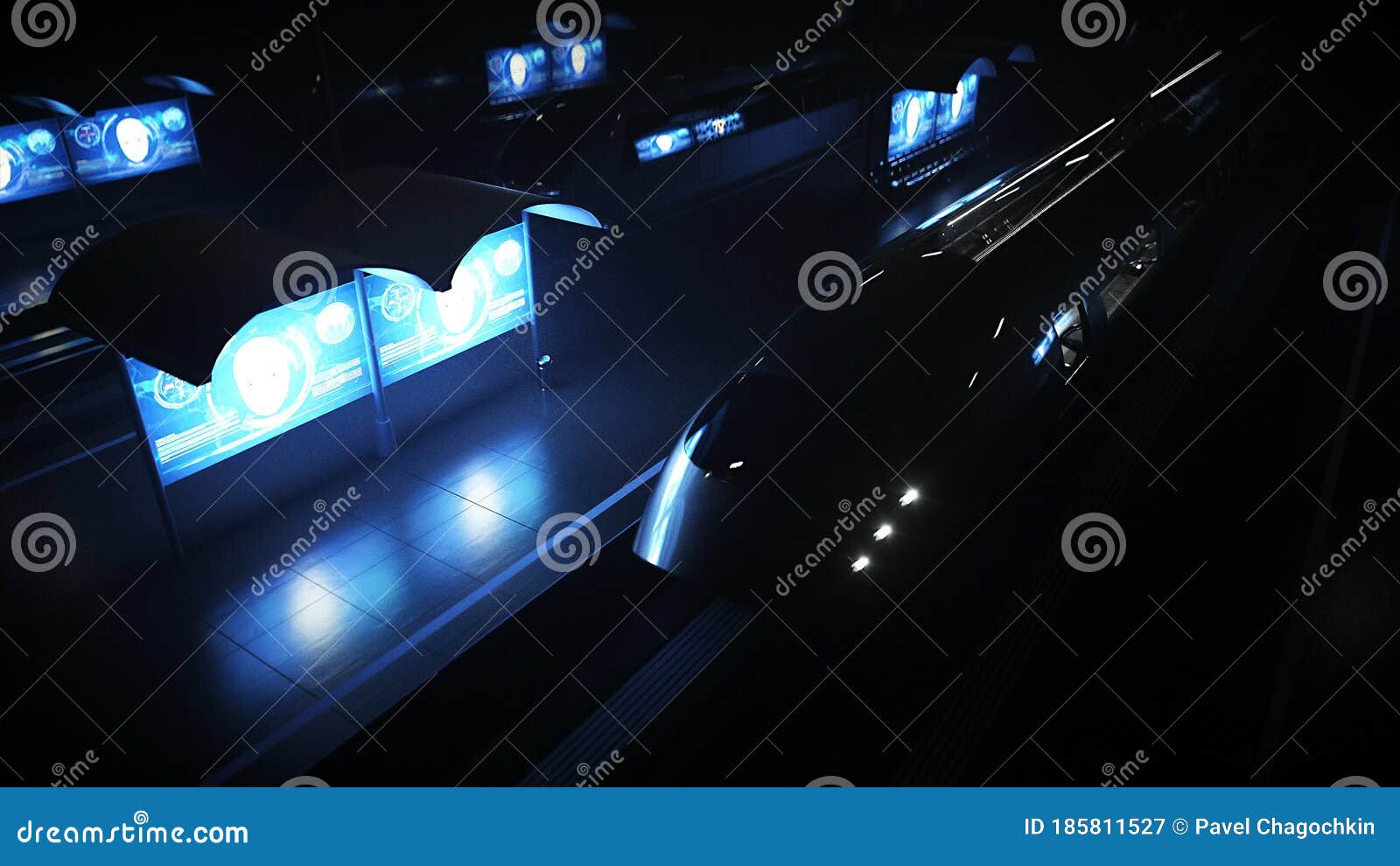 Sci Fi Railway Futuristic Station. Future Concept. Night View Stock ...