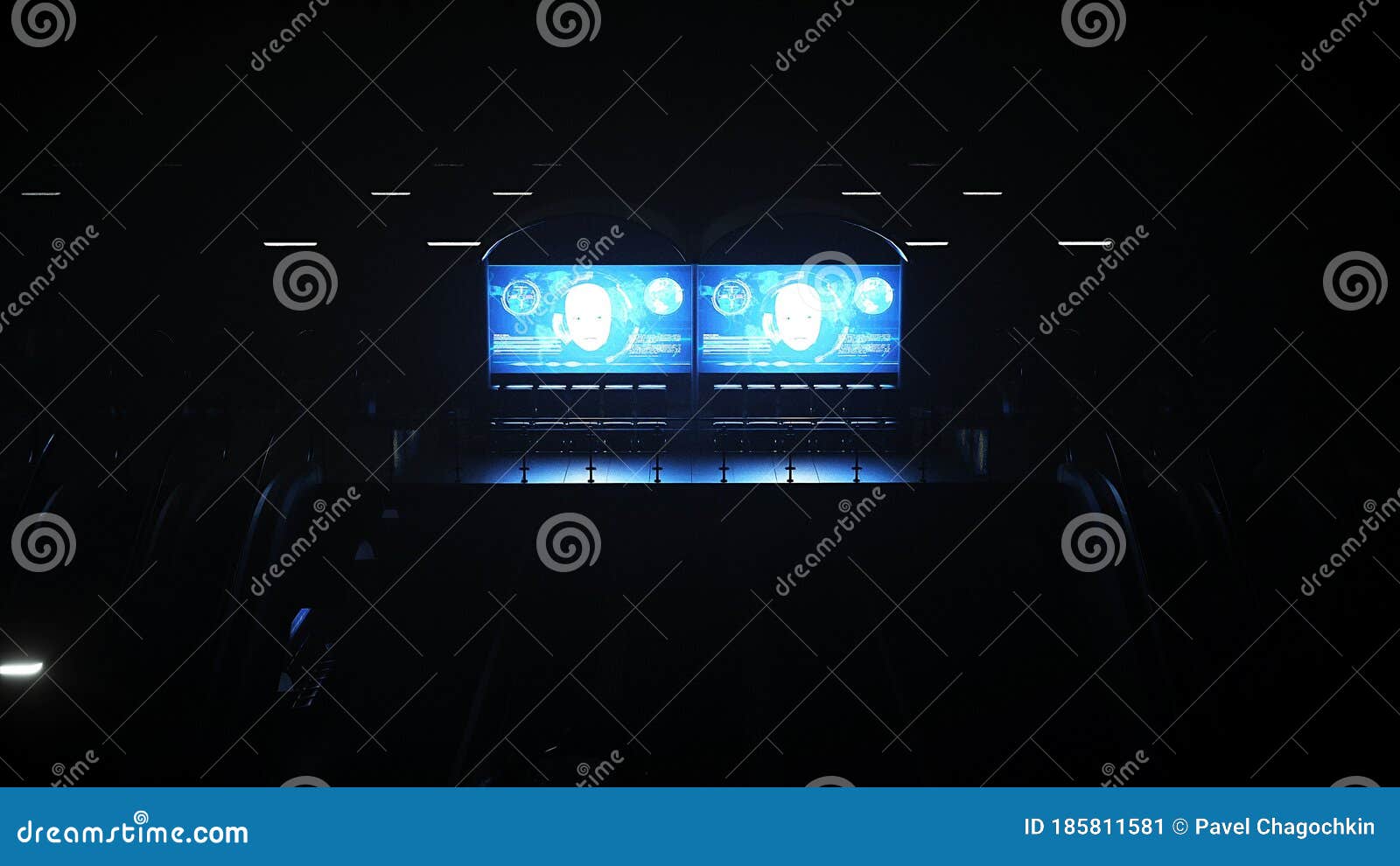 Sci Fi Railway Futuristic Station. Future Concept. Night View Stock ...