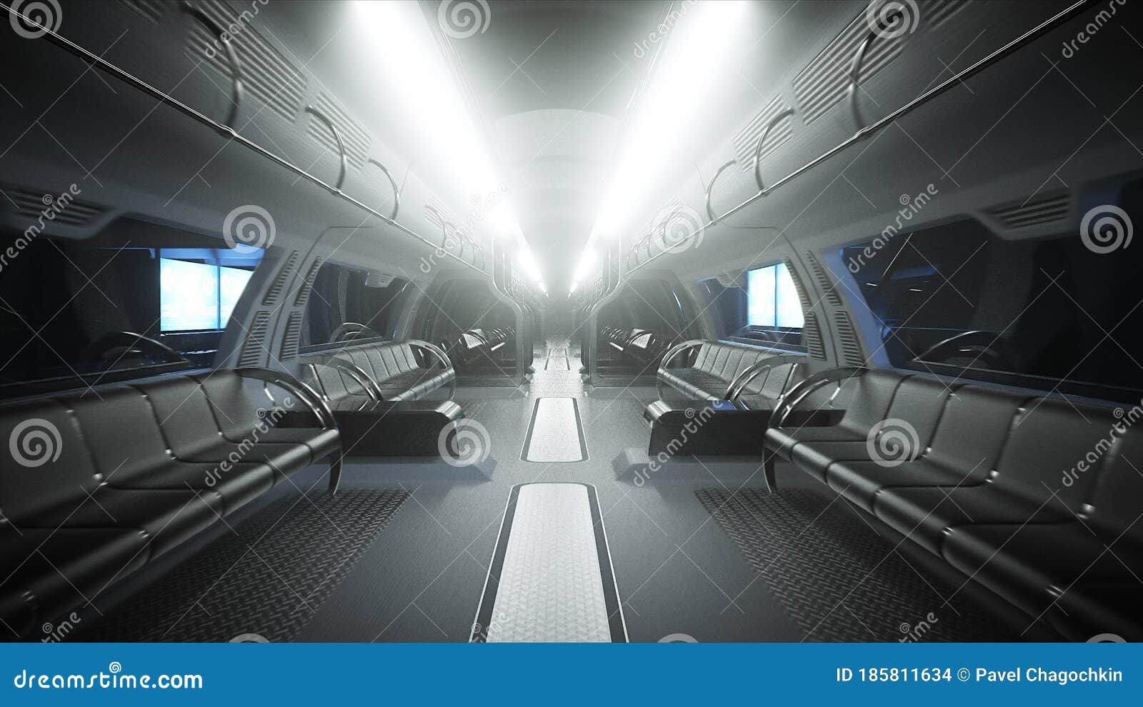 Sci Fi Railway Futuristic Station. Future Concept. Night View Stock ...